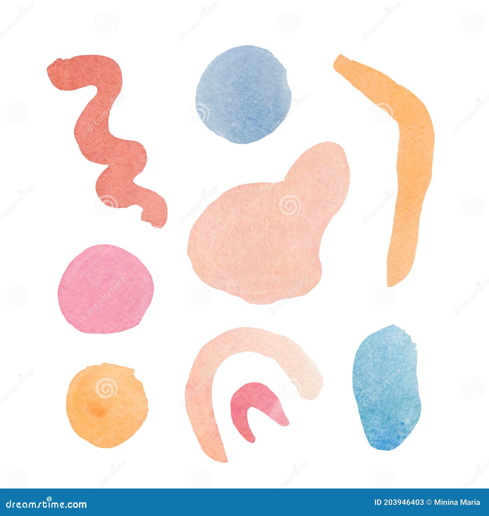 Set of Watercolor Pastel Spots,textures on White Isolated Background ...