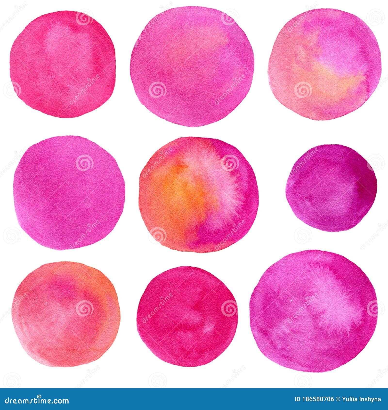 Set of Watercolor Pink Circles Stock Photo - Image of modern, splash ...