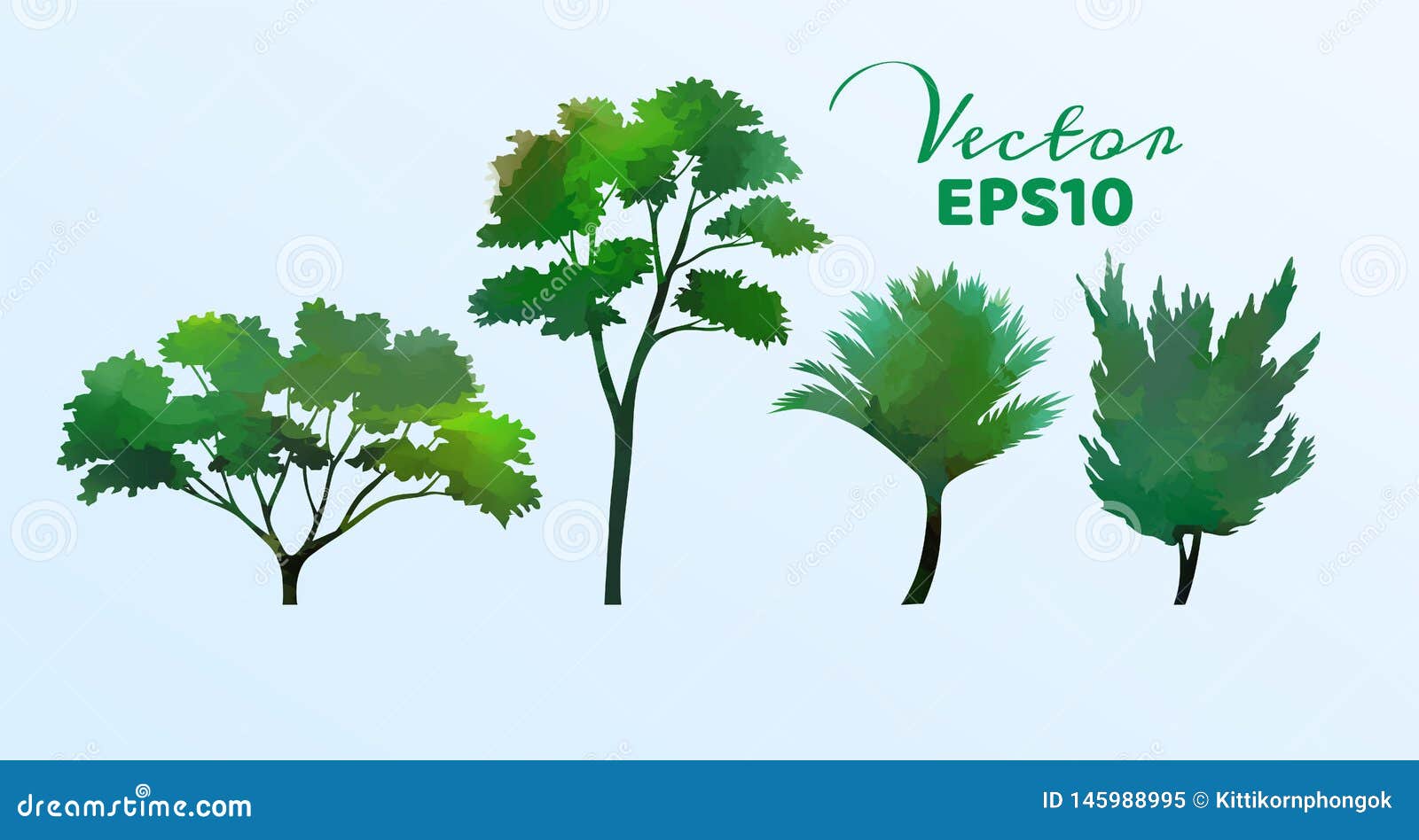 Set of Watercolor Trees . Vector Illustration Stock Vector ...