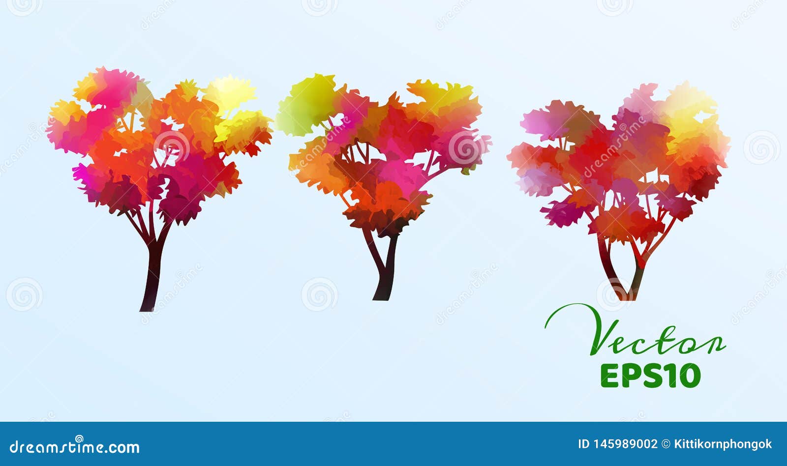 Set of Watercolor Trees . Vector Illustration Stock Vector ...