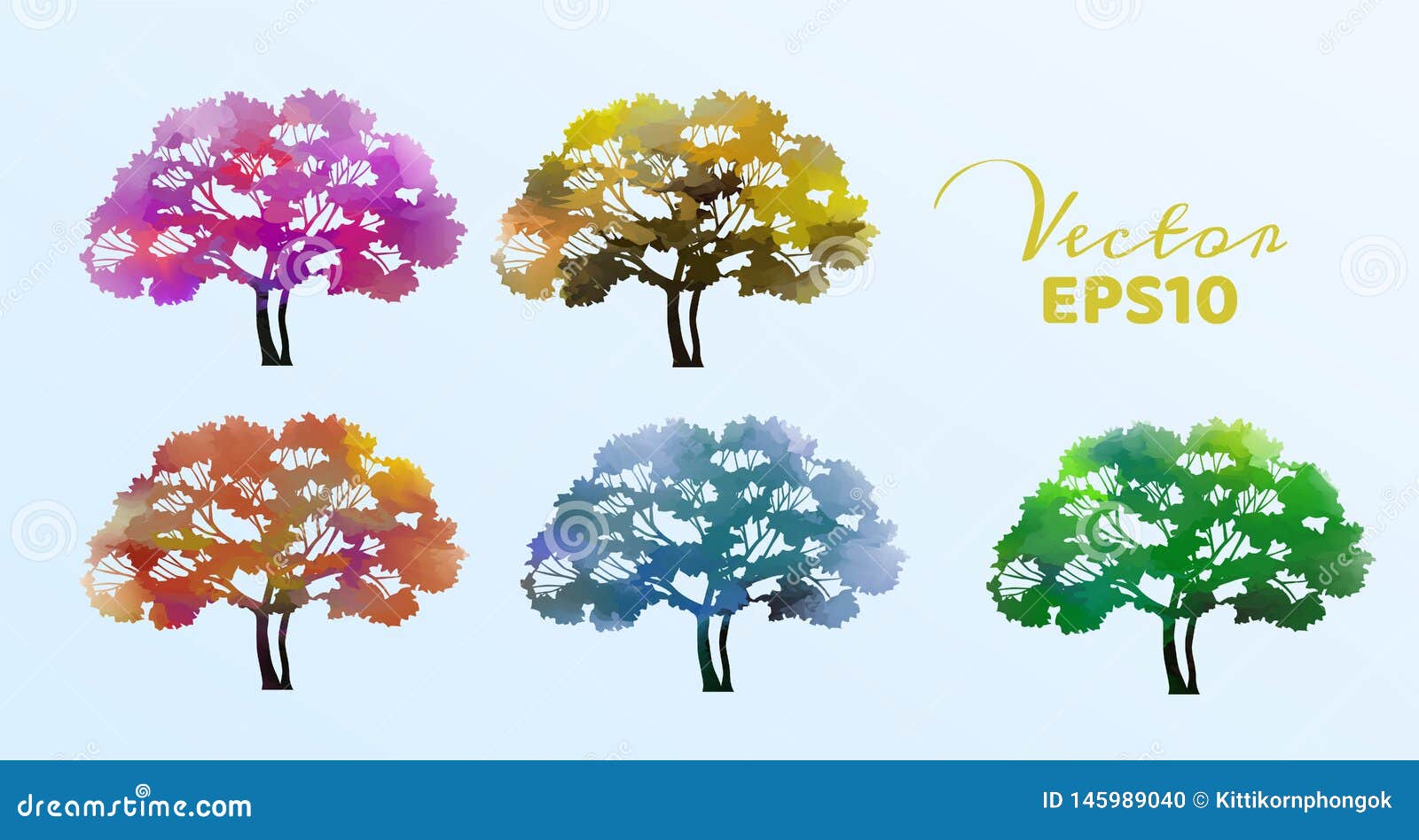 Set of Watercolor Trees . Vector Illustration Stock Vector ...
