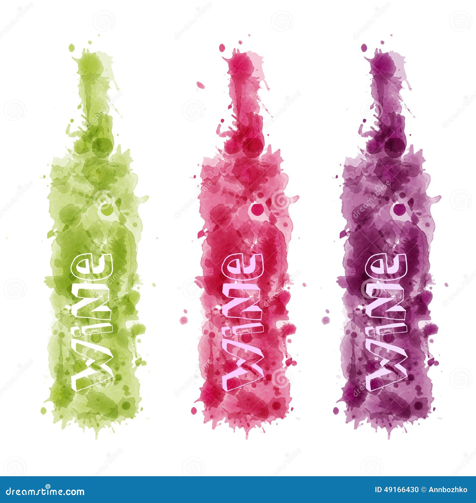 Set of Watercolor Wine Bottles Stock Vector - Illustration of splash ...