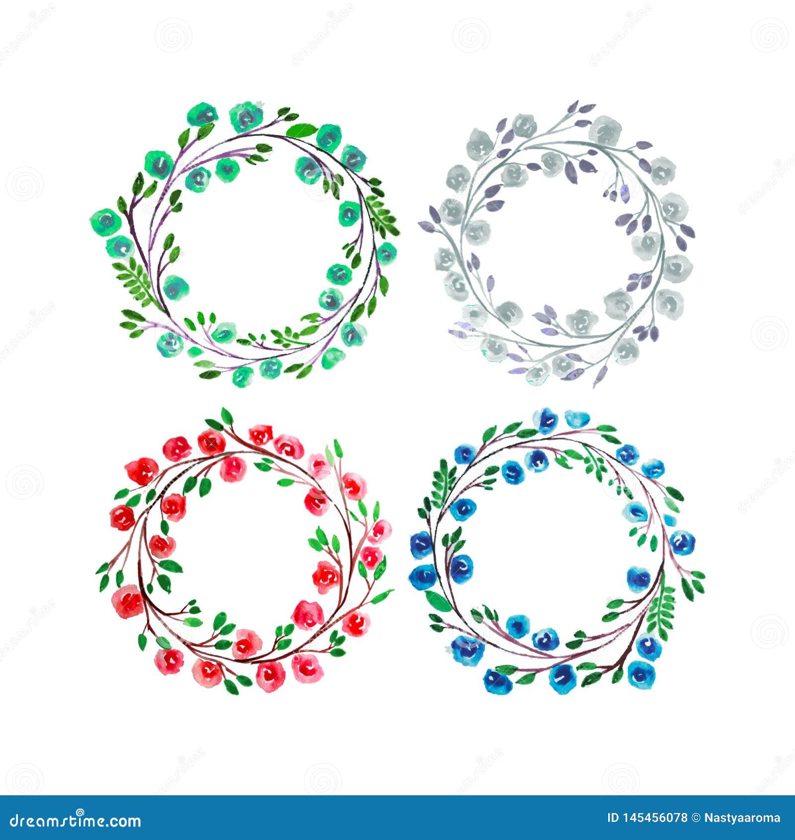 Set Of Watercolor Wreaths And Laurels Stock Illustration Illustration