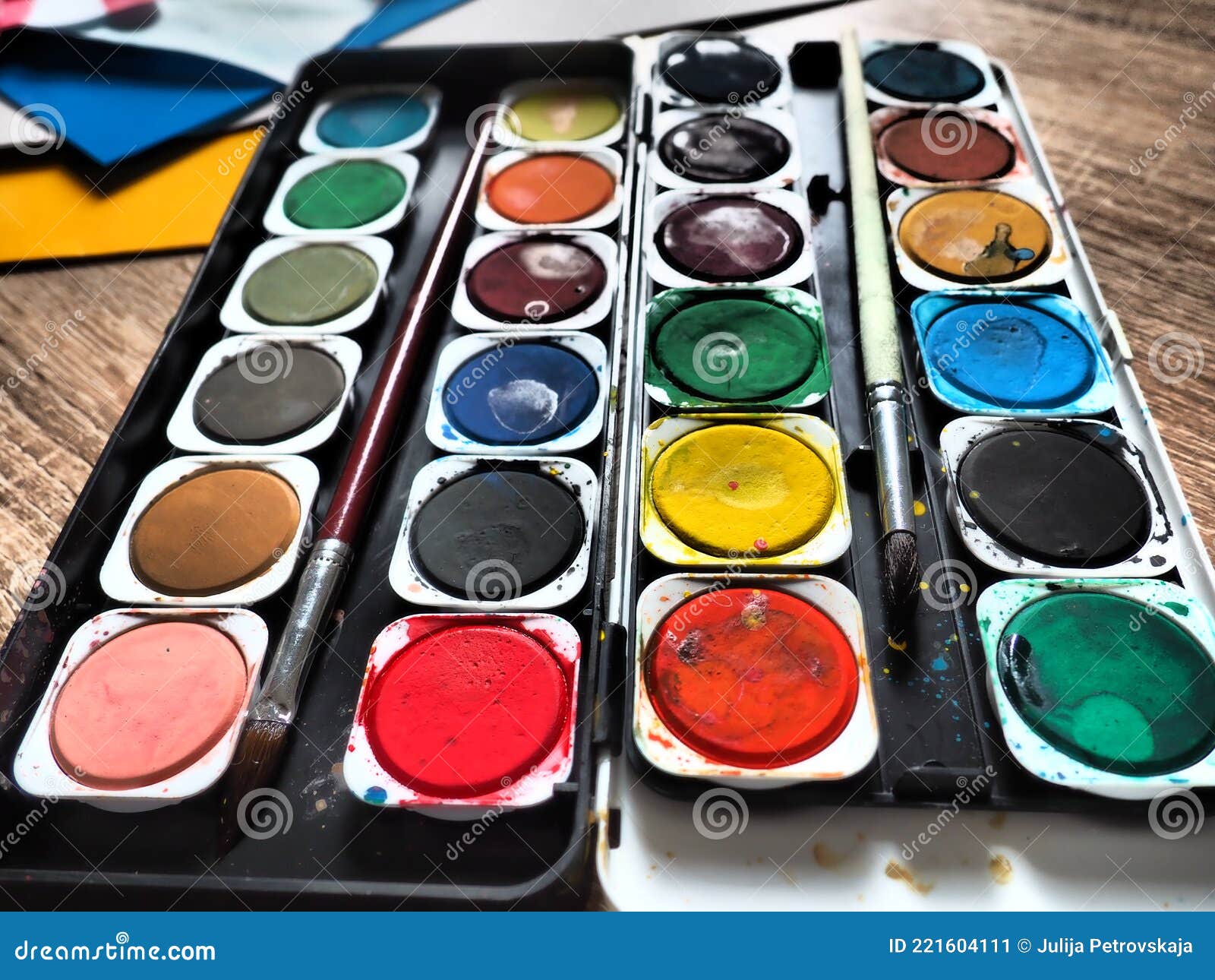 A Set of Watercolors of Different Colors for Drawing. Multicolored ...