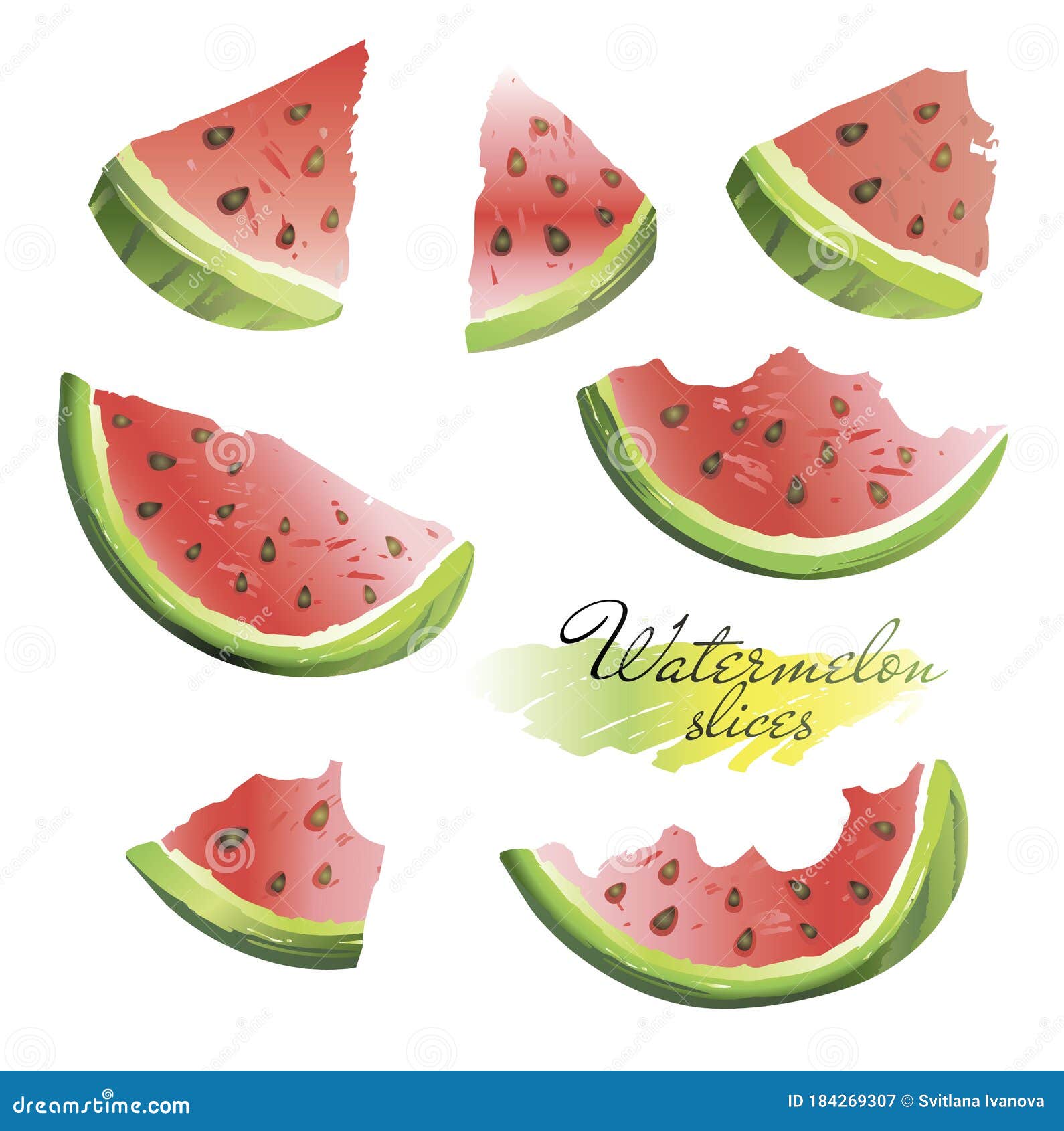 Set of Watermelon Slices of Different Shapes. Stock Vector ...