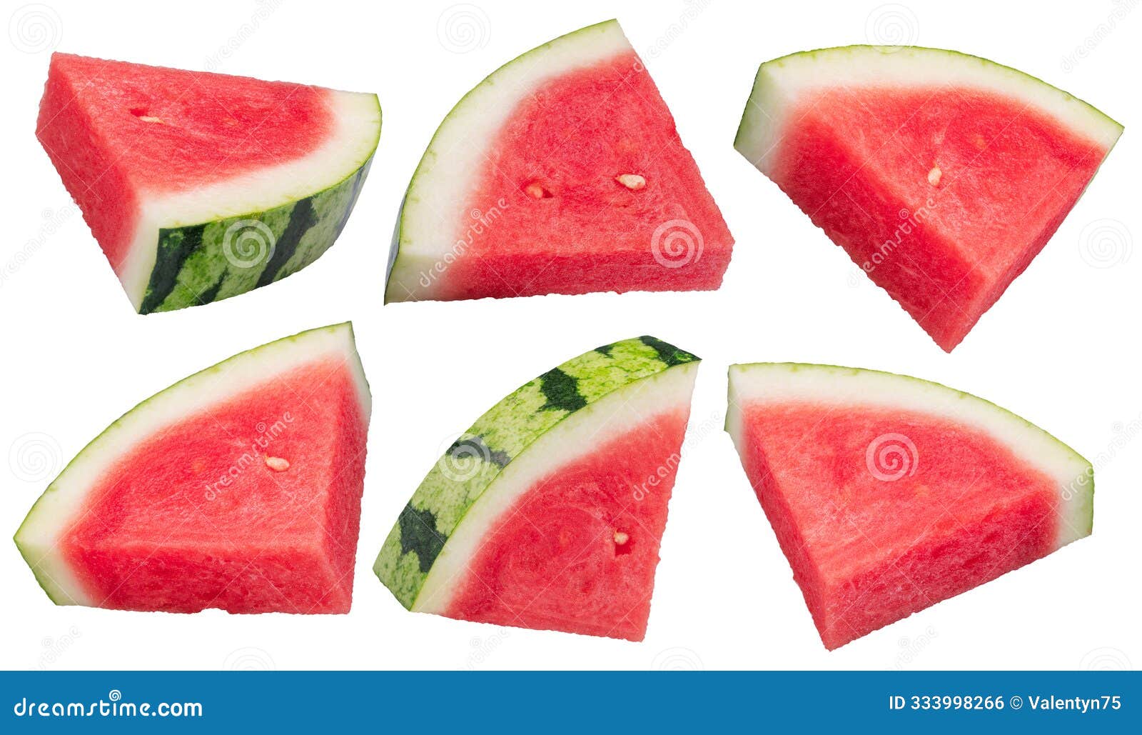 Set of Watermelon Triangle Slices without Seeds Isolated on White ...