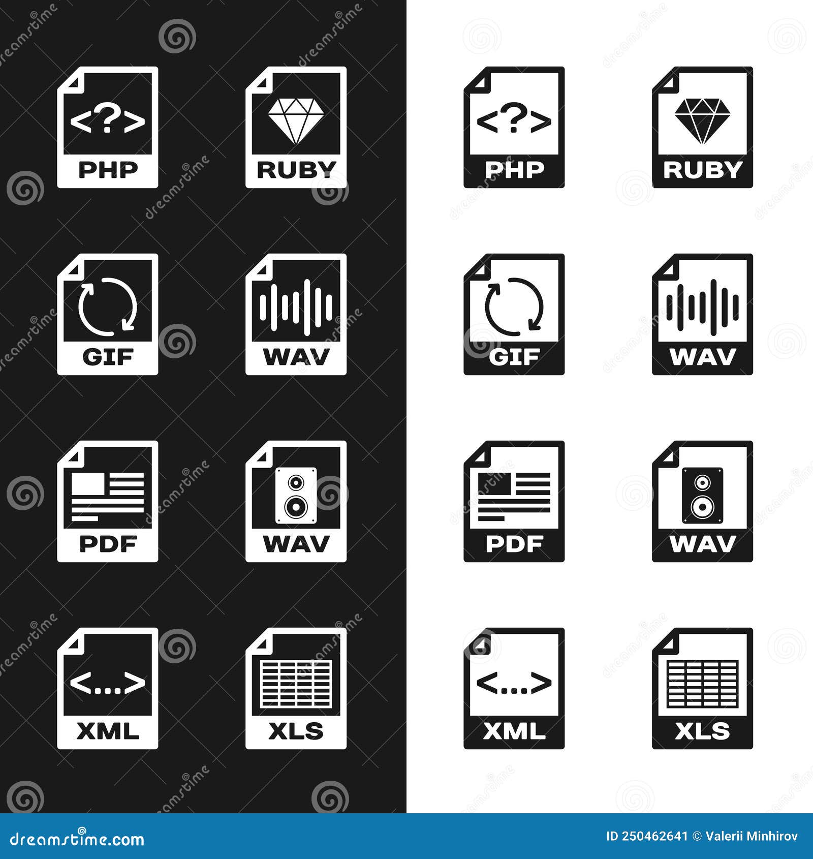 Set WAV File Document, GIF, PHP, RUBY, PDF and Icon. Vector Stock ... Set WAV File Document, GIF, PHP, RUBY, PDF and Icon. Vector Stock ...