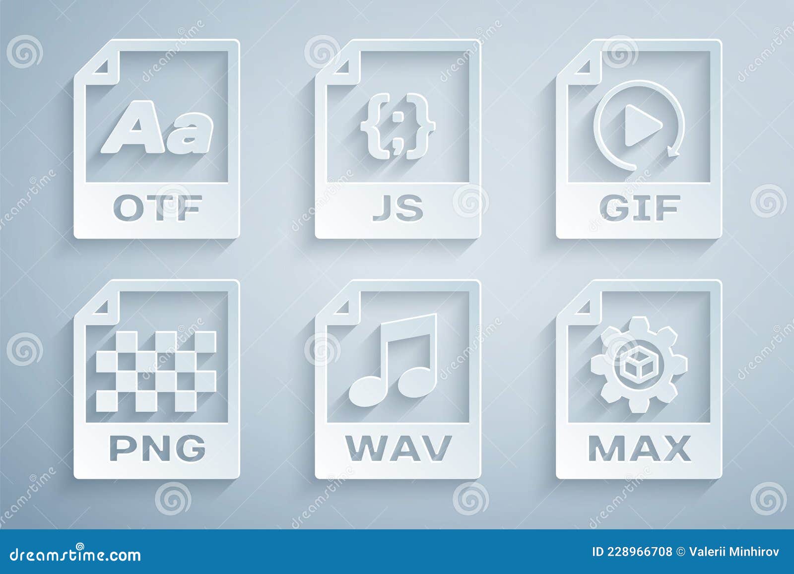 Set WAV File Document, GIF, PNG, MAX, JS and OTF Icon. Vector Editorial ... Set WAV File Document, GIF, PNG, MAX, JS and OTF Icon. Vector Editorial ...