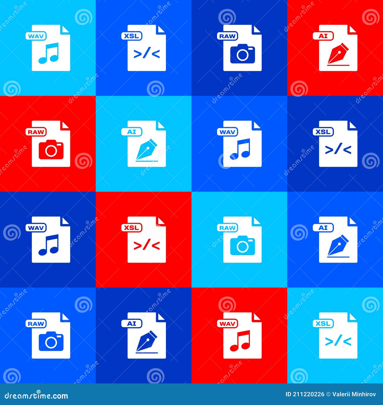 Set WAV File Document, XSL, RAW and AI Icon. Vector Stock Vector ... Set WAV File Document, XSL, RAW and AI Icon. Vector Stock Vector ...
