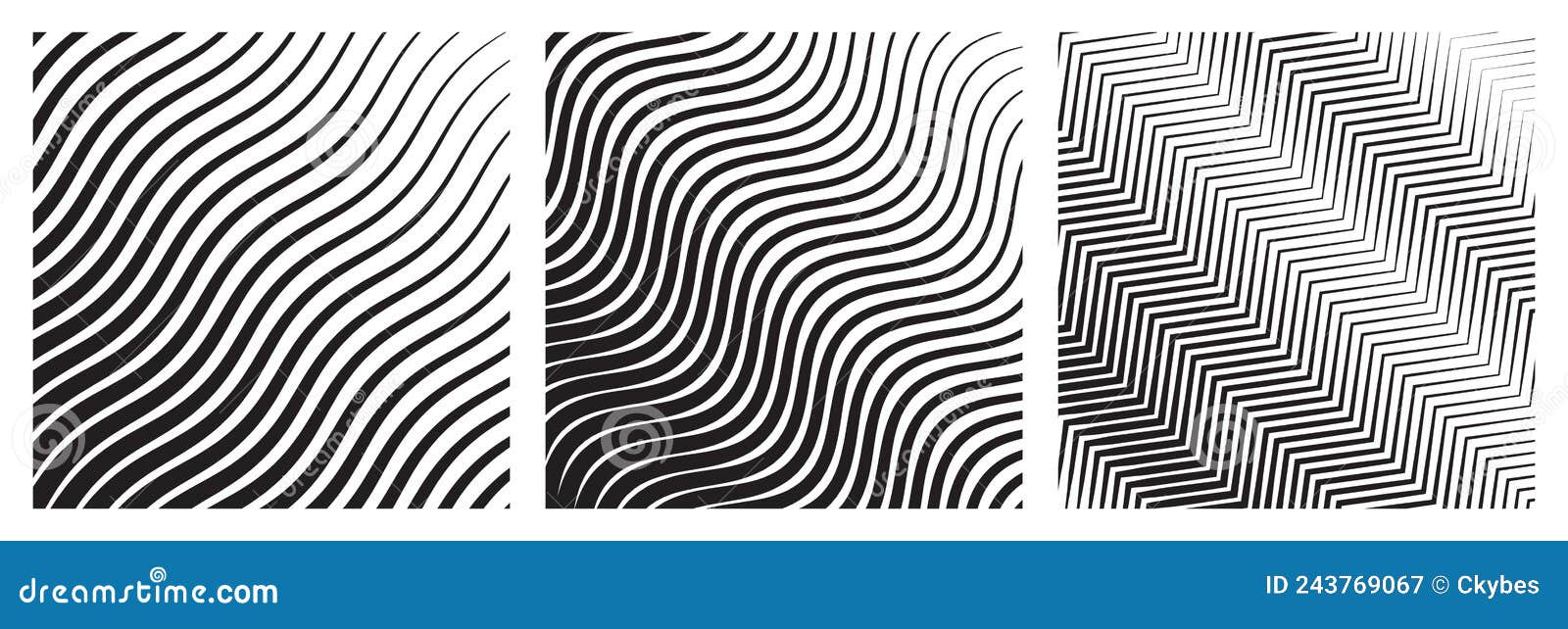 Set of Wave Oblique Smooth Lines Pattern in Vector Stock Vector ...