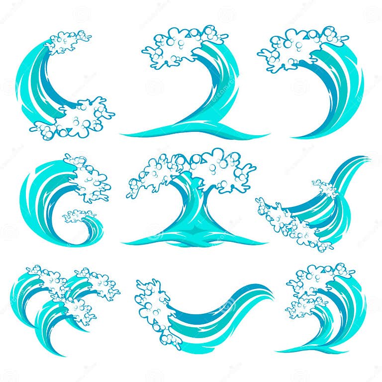 Set of Wave Symbol stock vector. Illustration of icon - 18924922