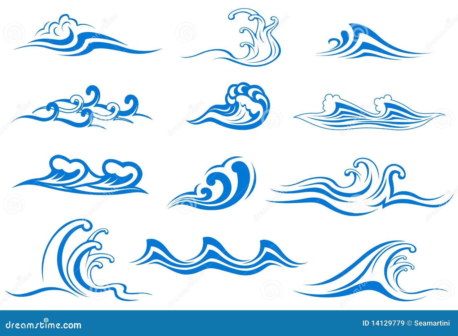 Set of wave symbols stock vector. Illustration of design - 14129779