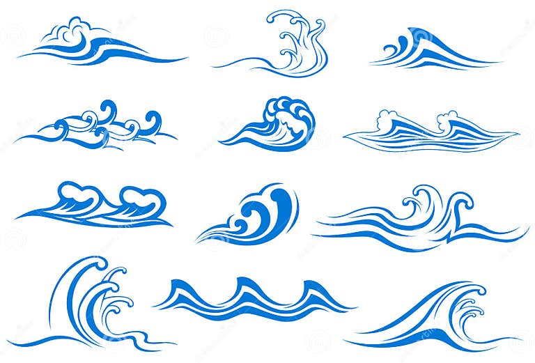 Set of wave symbols stock vector. Illustration of design - 14129779