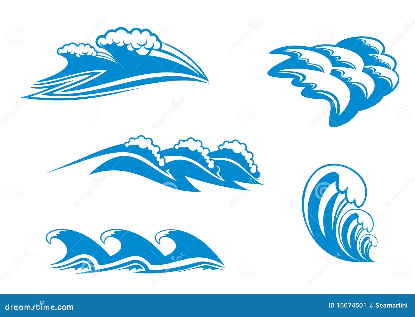 Set of wave symbols stock vector. Illustration of beach - 16074501