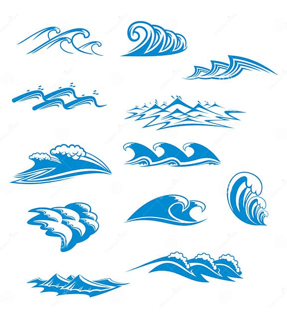 Set of wave symbols stock vector. Illustration of cool - 18324402