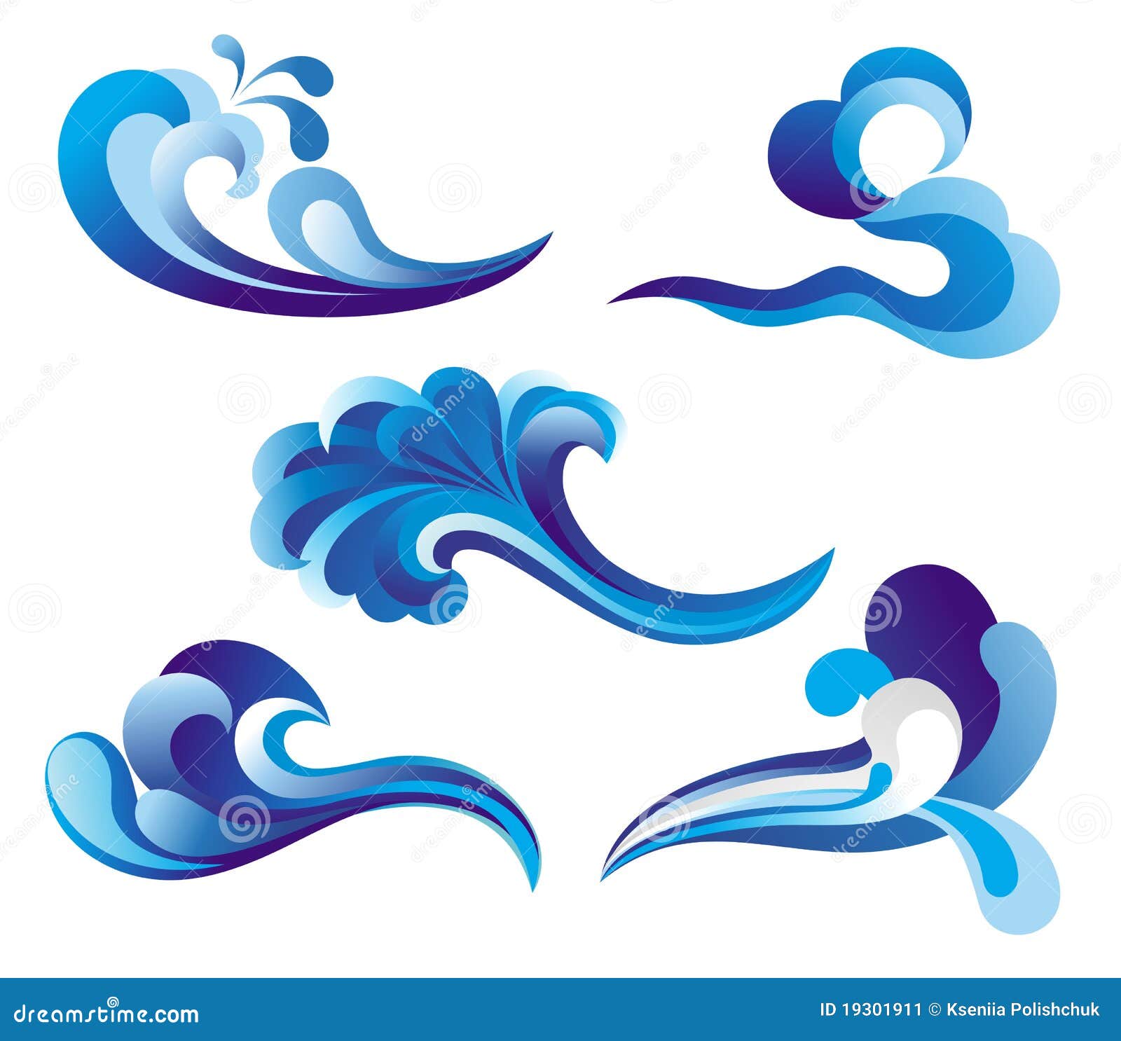 Set of wave symbols stock vector. Illustration of blue - 19301911