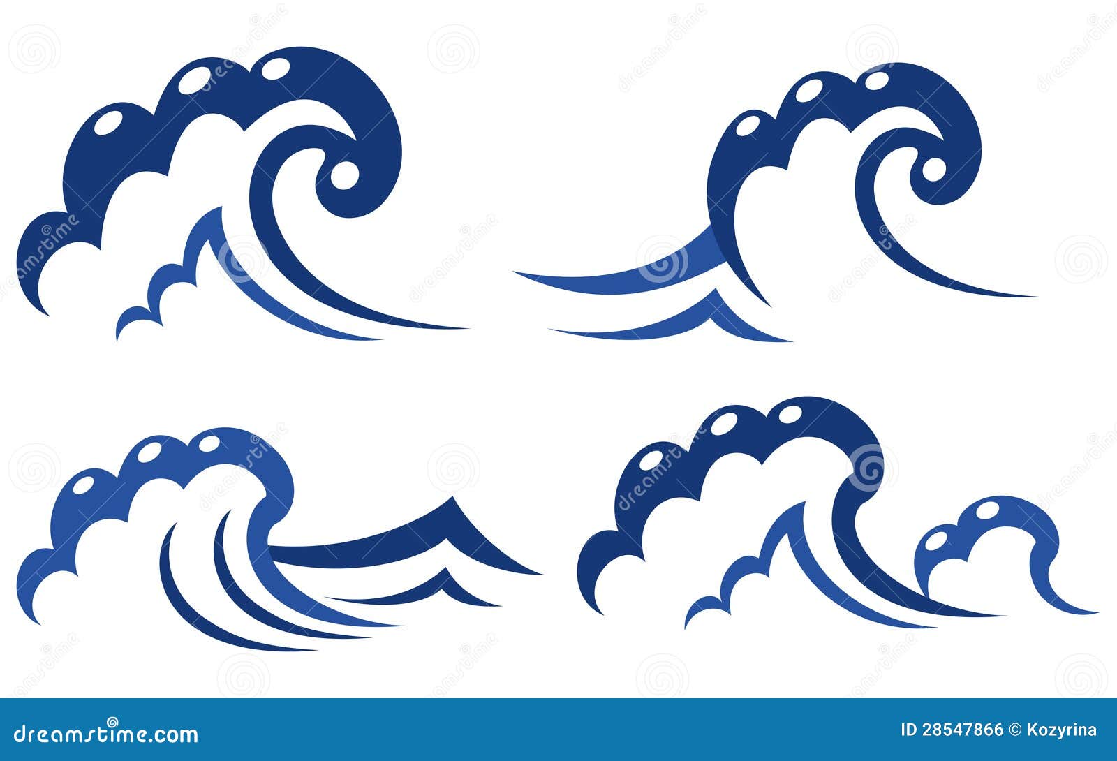 Set of wave symbols stock vector. Illustration of foam - 28547866