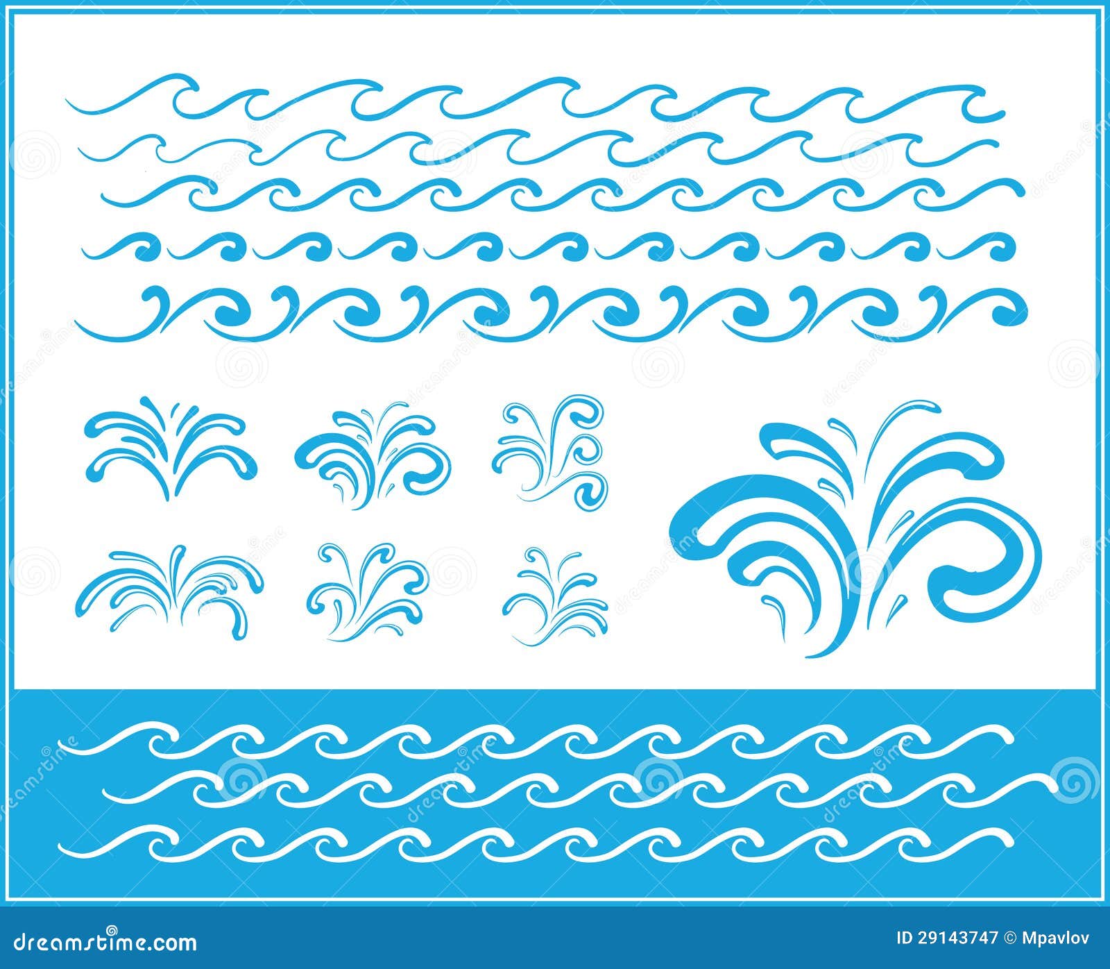 Set of Wave Symbols for Design Stock Vector - Illustration of blue ...