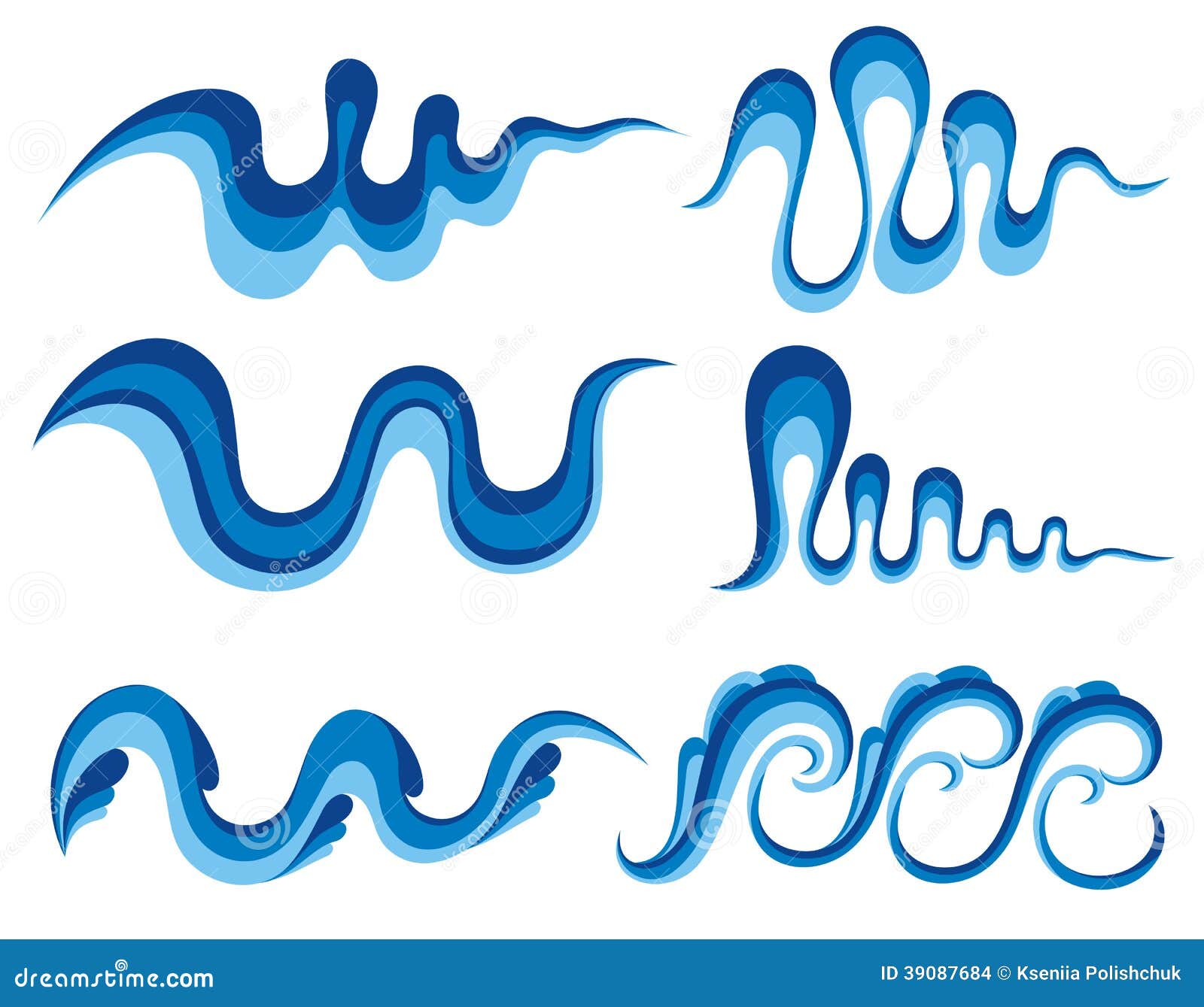 Set of wave symbols stock vector. Illustration of pattern - 39087684