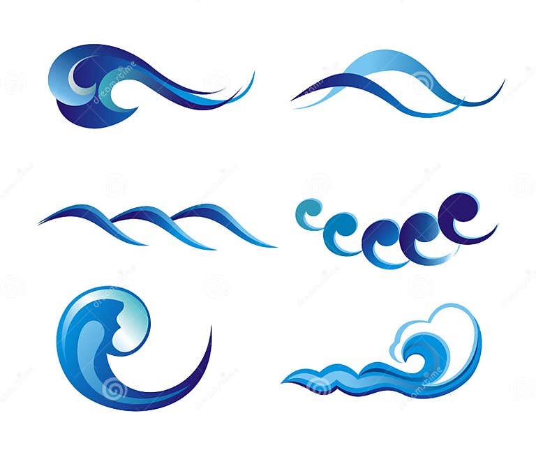 Set of Wave Symbols for Design Isolated on White Stock Vector ...