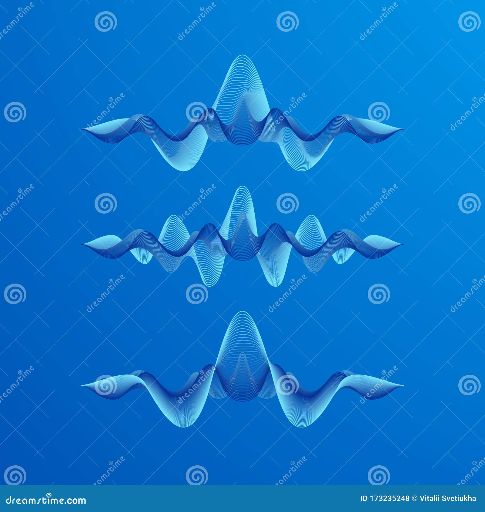 Set of Waveforms Isolated on Blue Background. Vector Illustration Stock ...