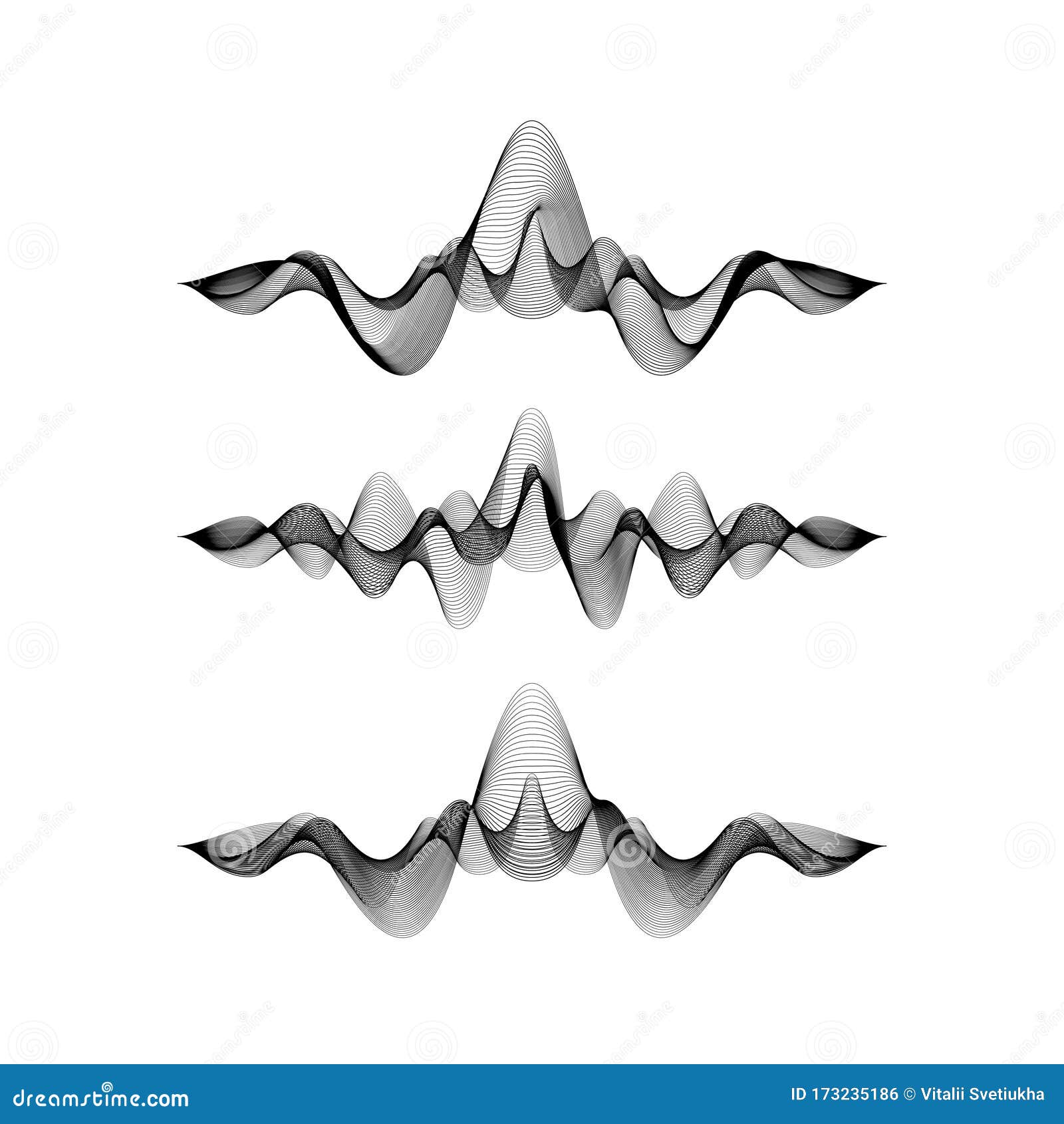 Set of Waveforms Isolated on White Background. Vector Illustration ...