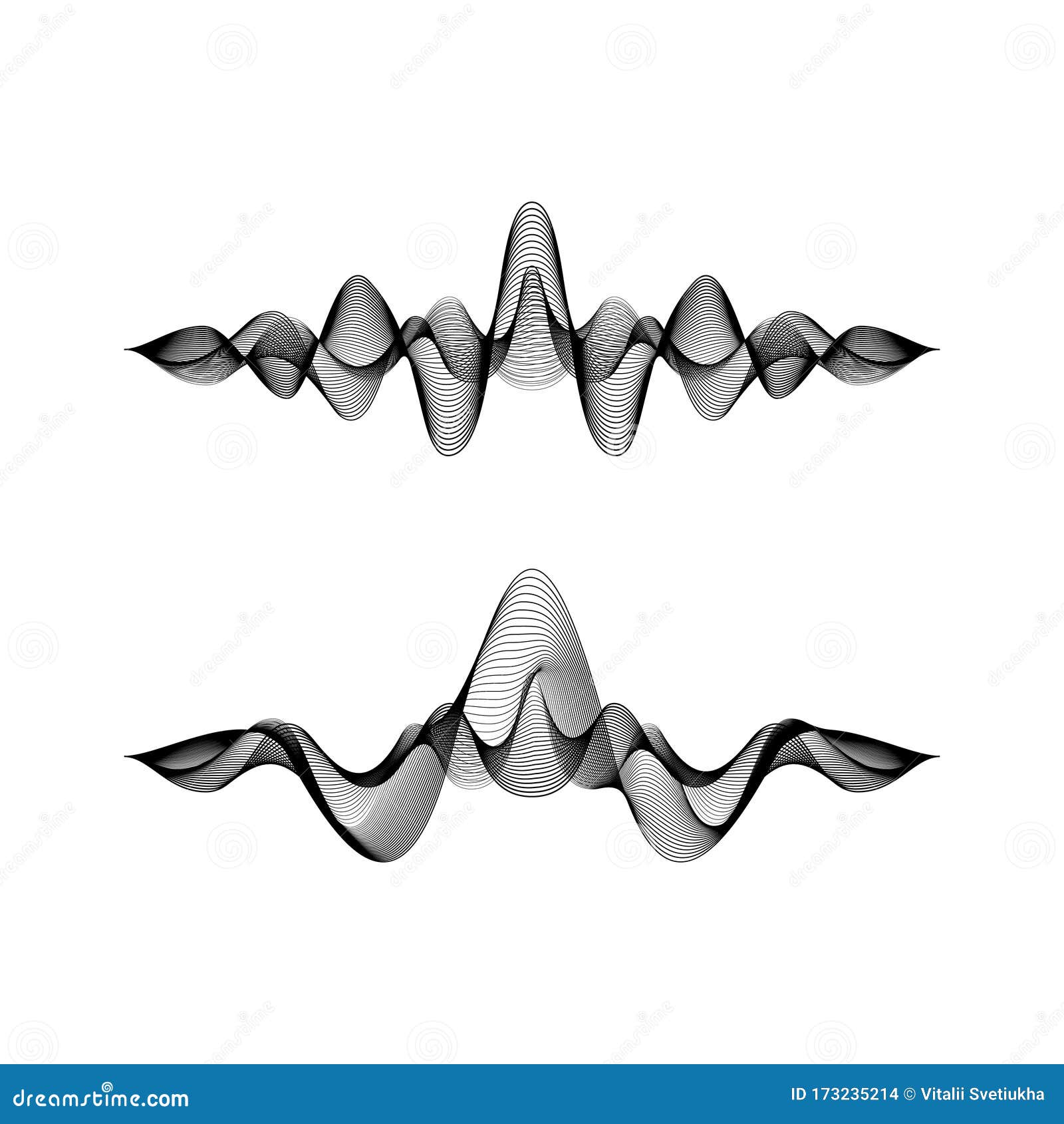 Set of Waveforms Isolated on White Background. Vector Illustration ...