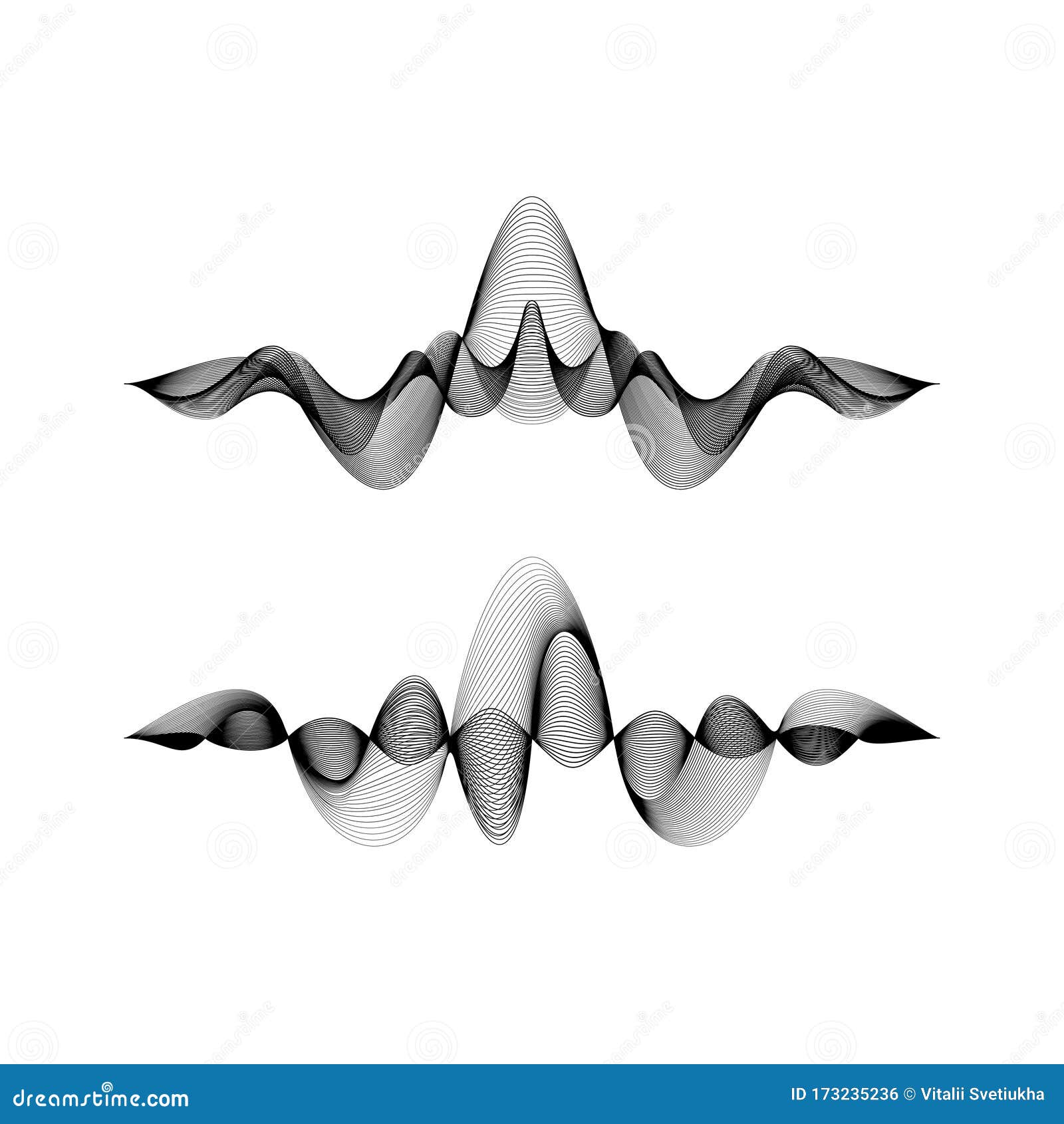 Set of Waveforms Isolated on White Background. Vector Illustration ...