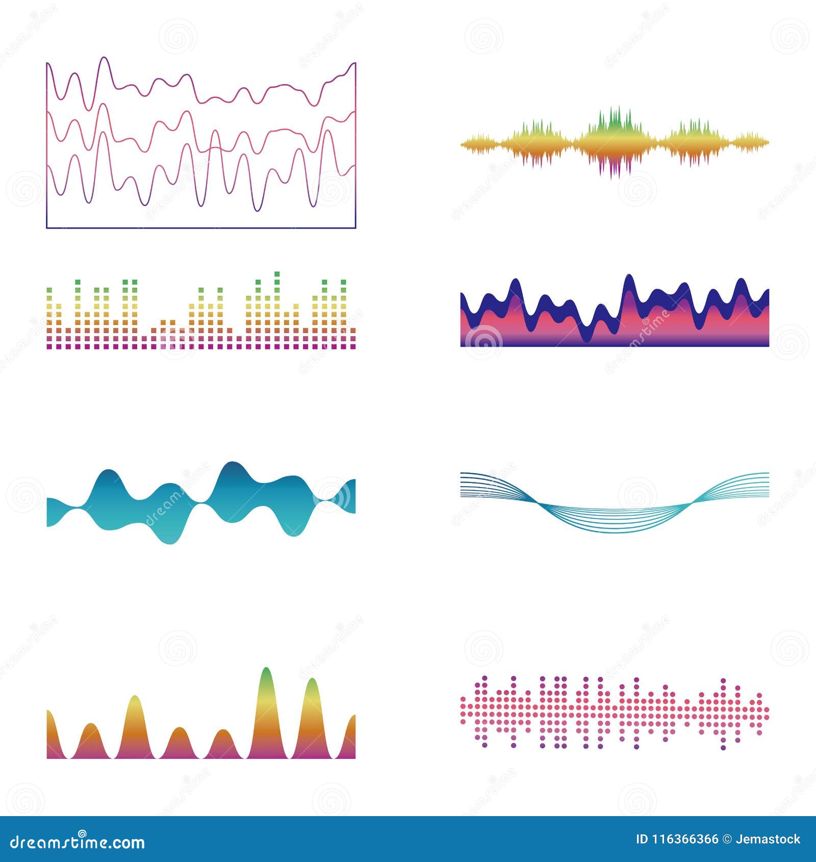 Set of waves graphics stock vector. Illustration of shape - 116366366