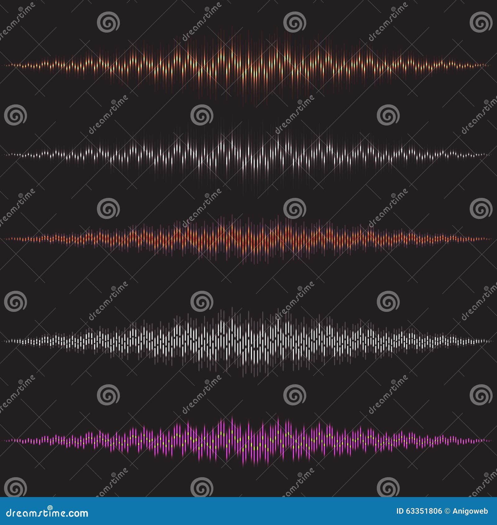 Set waves and equalizer stock vector. Illustration of chart - 63351806