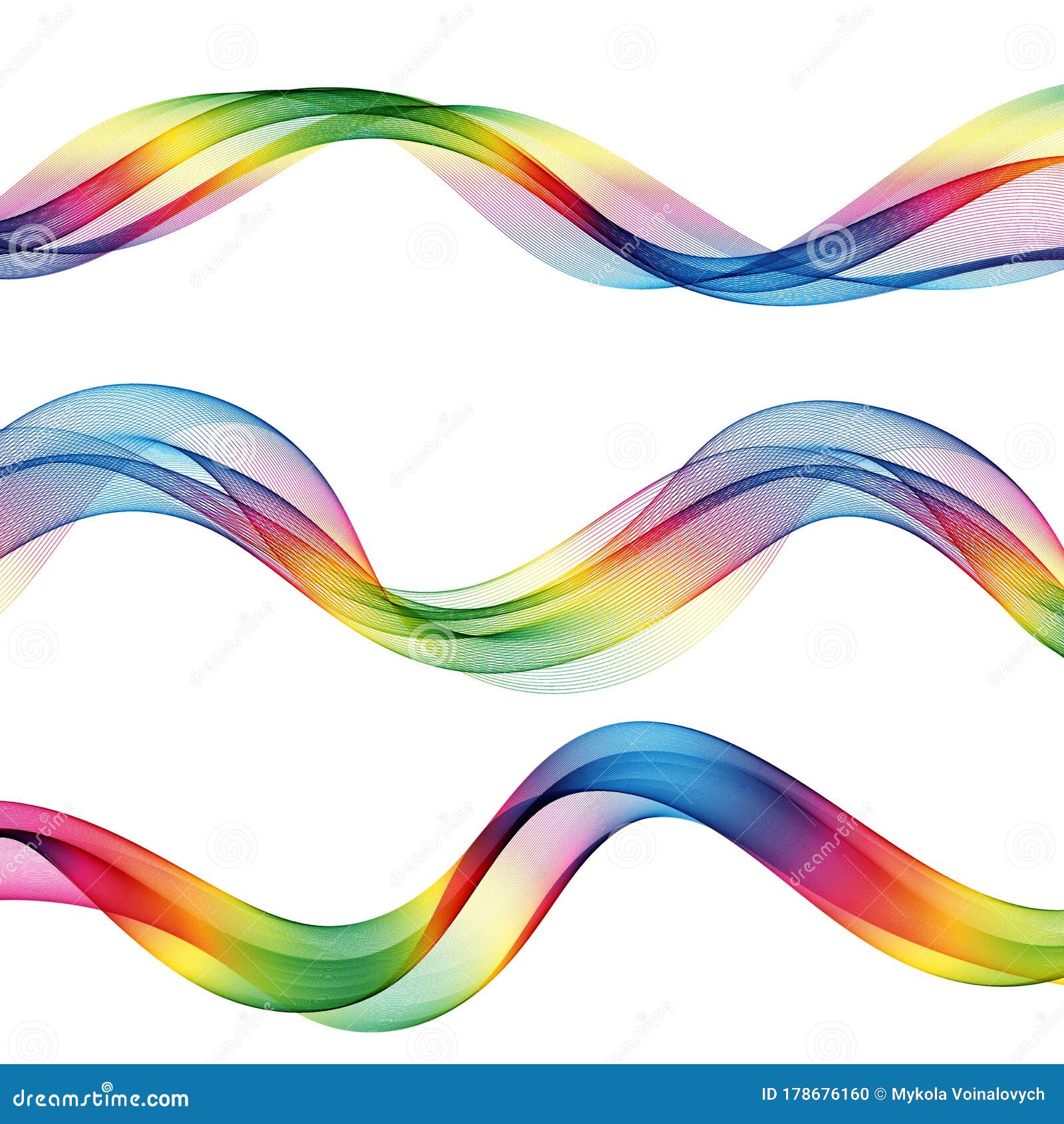 Set Waves Rainbow, Motion Vector Smooth Rainbow Wave Lines on a White ...