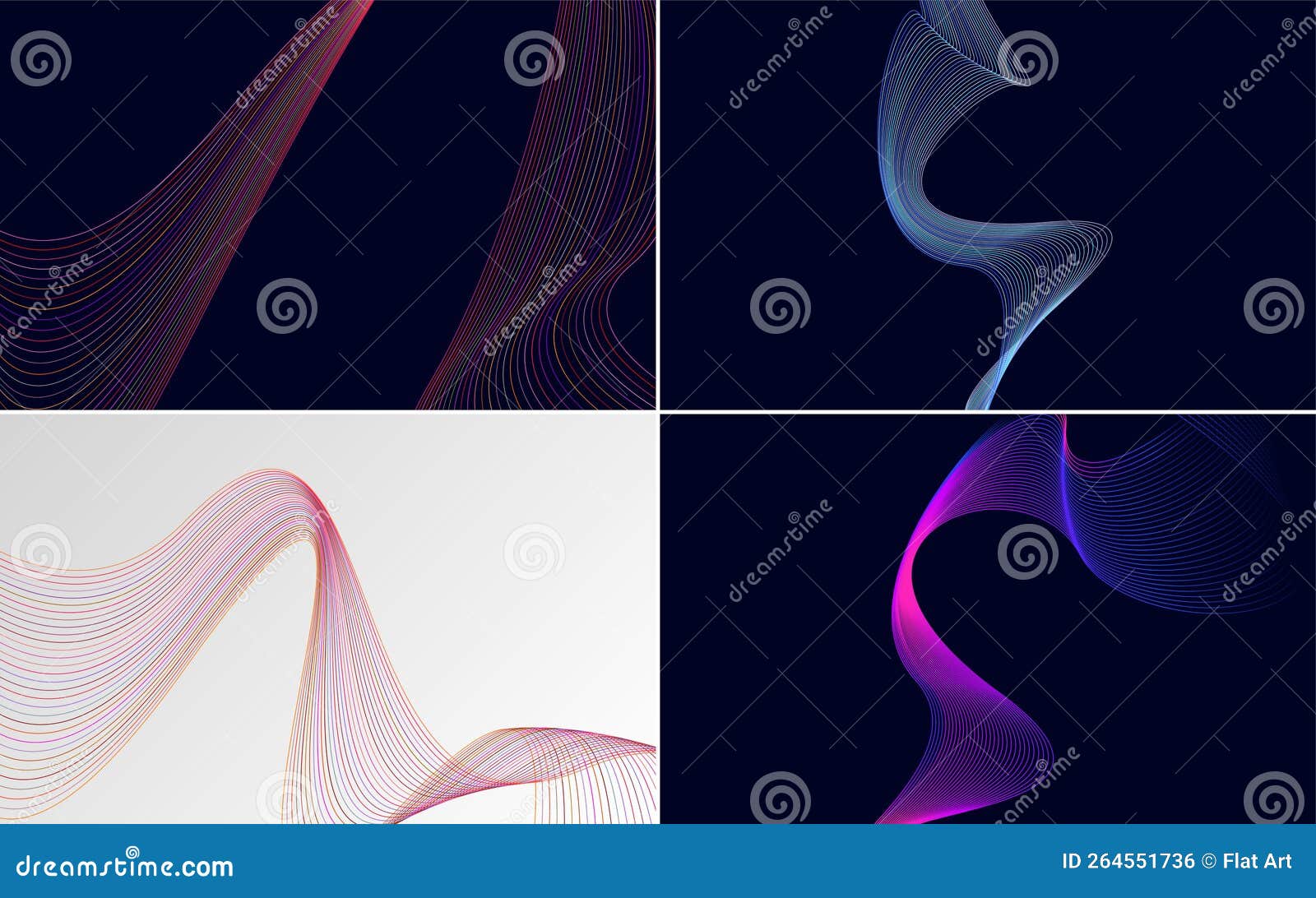 Set of 4 Waving Line Backgrounds for a Contemporary Design Stock ...
