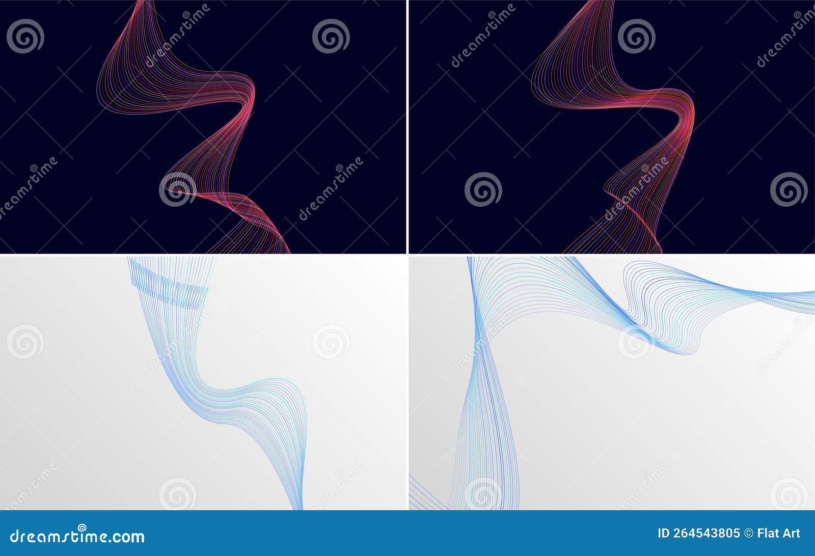 Set of 4 Waving Line Vector Backgrounds for a Unique Design Stock ...