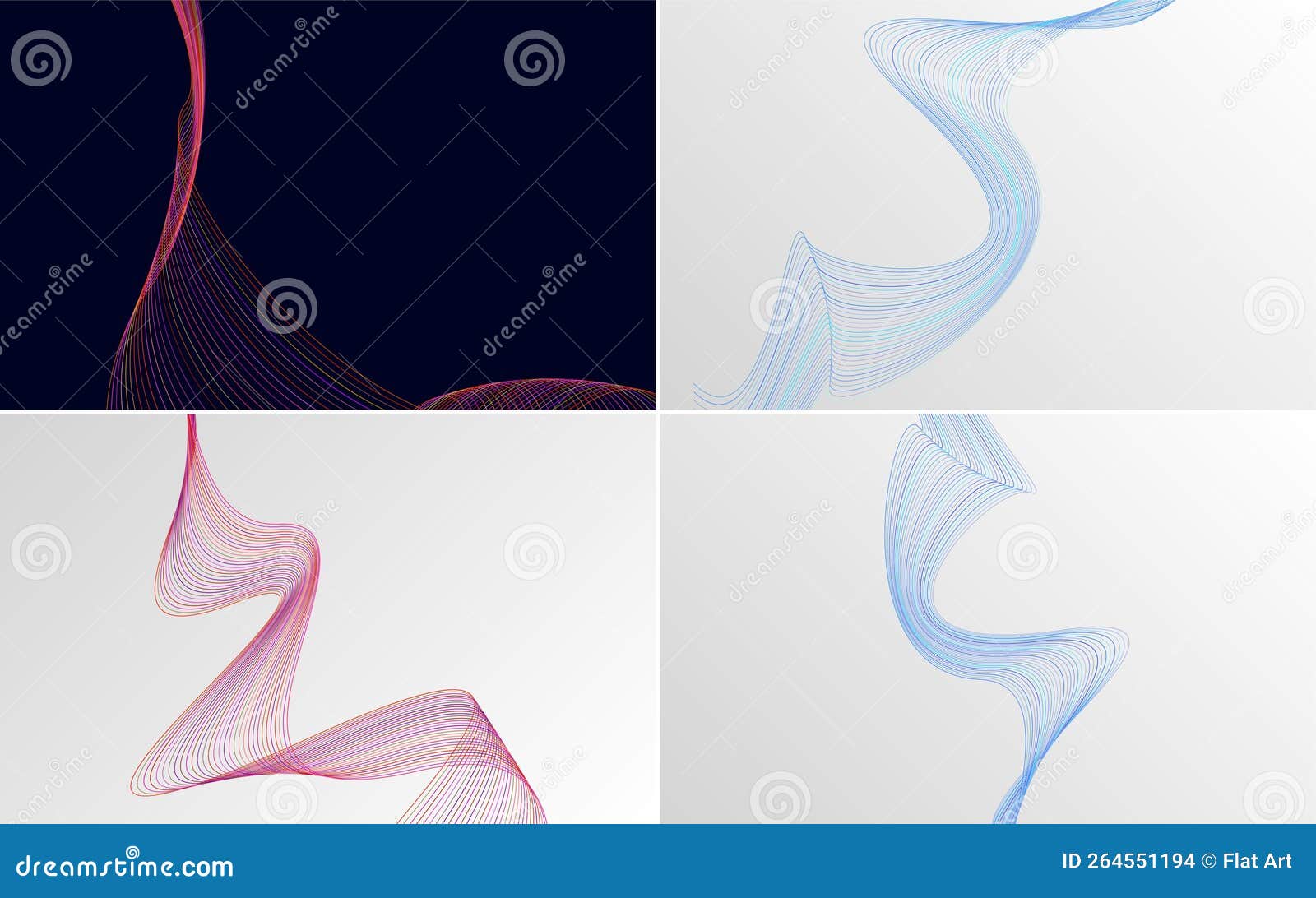 Set of 4 Waving Line Vector Backgrounds for a Unique Design Stock ...
