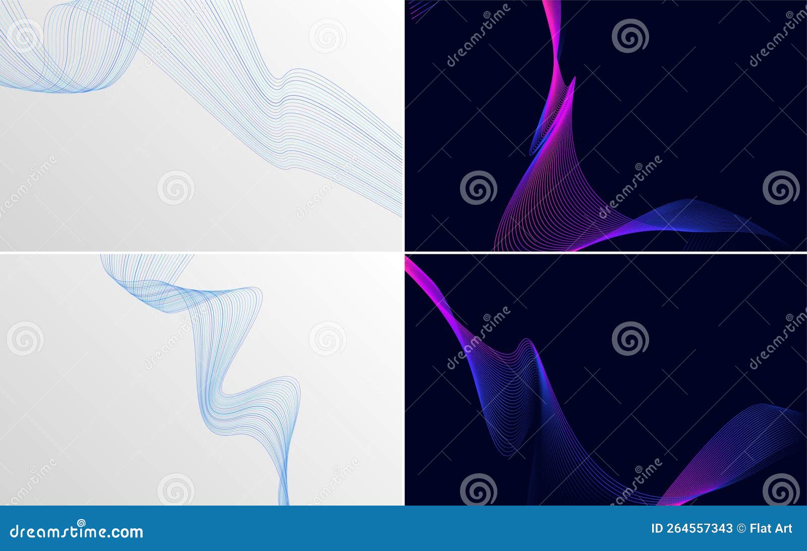 Set of 4 Waving Line Vector Backgrounds for a Unique Design Stock ...