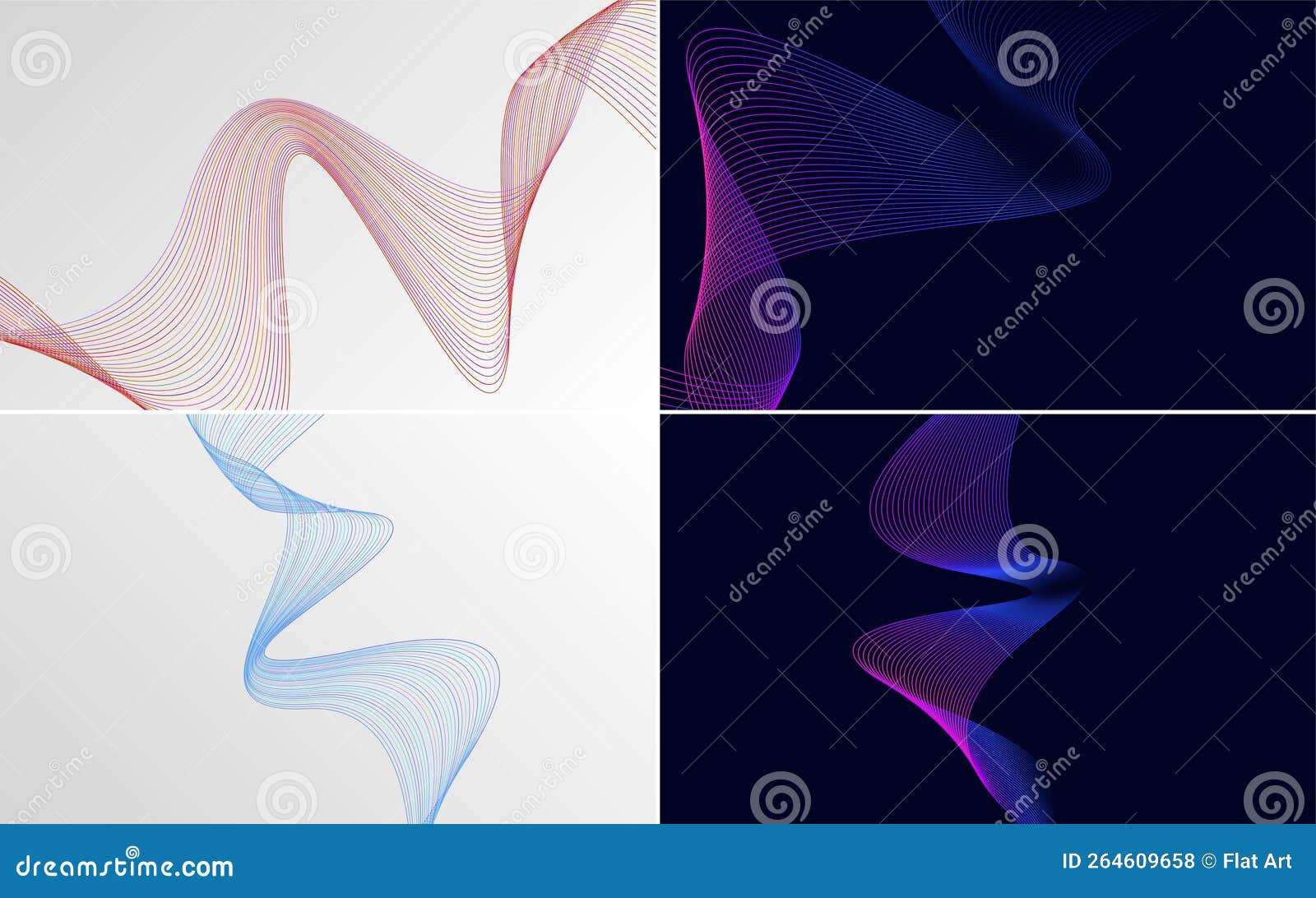 Set of 4 Waving Line Vector Backgrounds for a Unique Design Stock ...