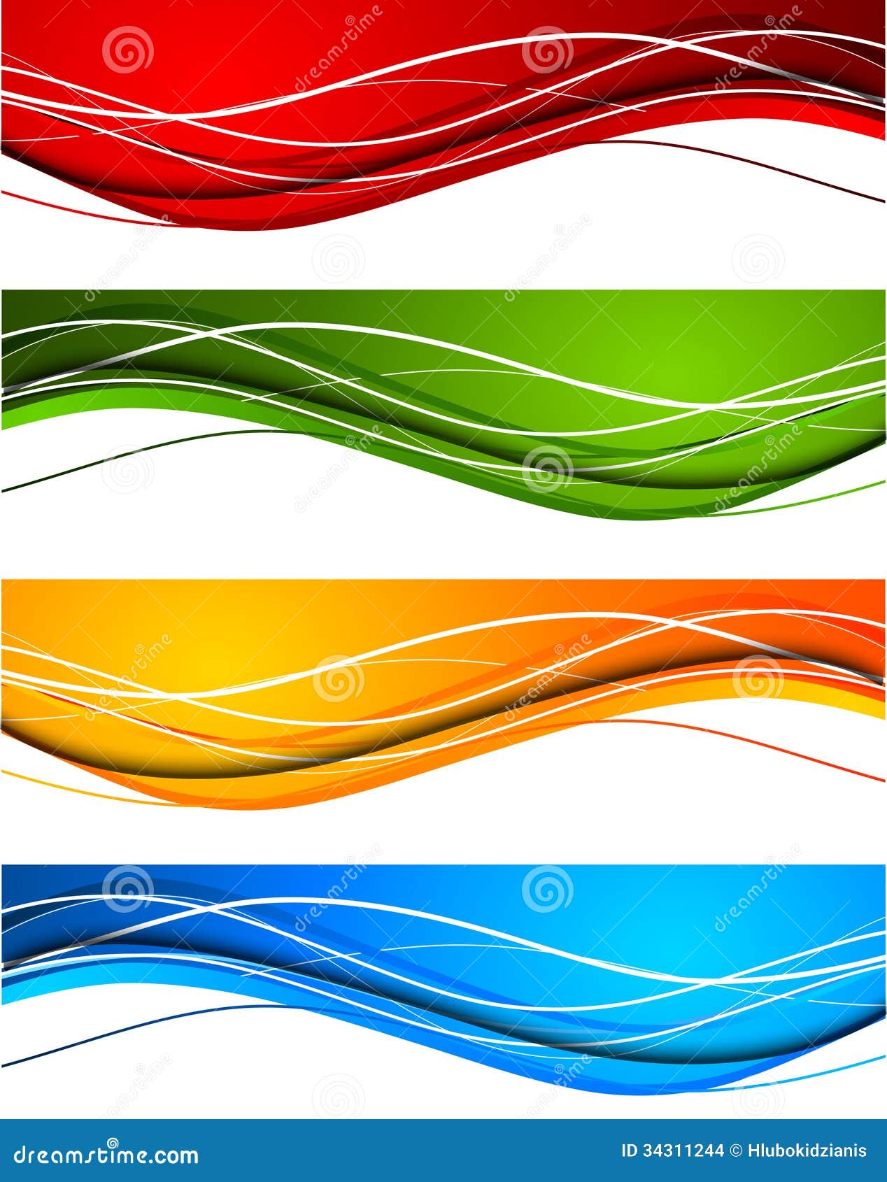 Set of wavy banners stock vector. Illustration of element - 34311244
