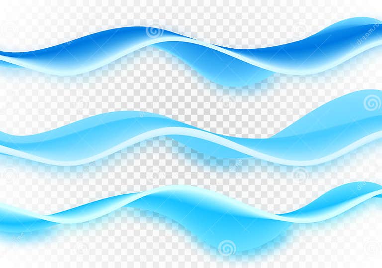 Set of Wavy Blue Waves with Shadow, Abstract Design Element. Stock ...