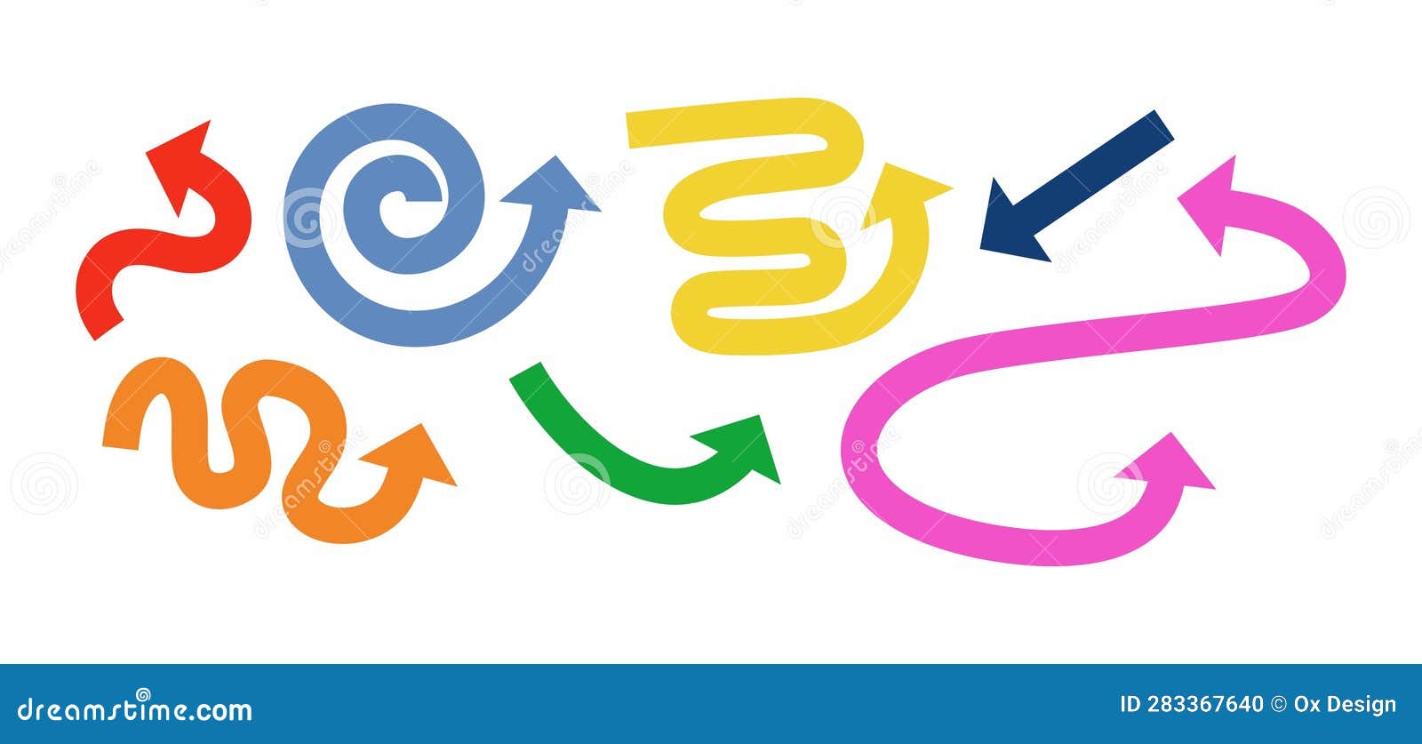 Set of Wavy Colorful Different Arrows. Vector Illustration Stock Vector ...