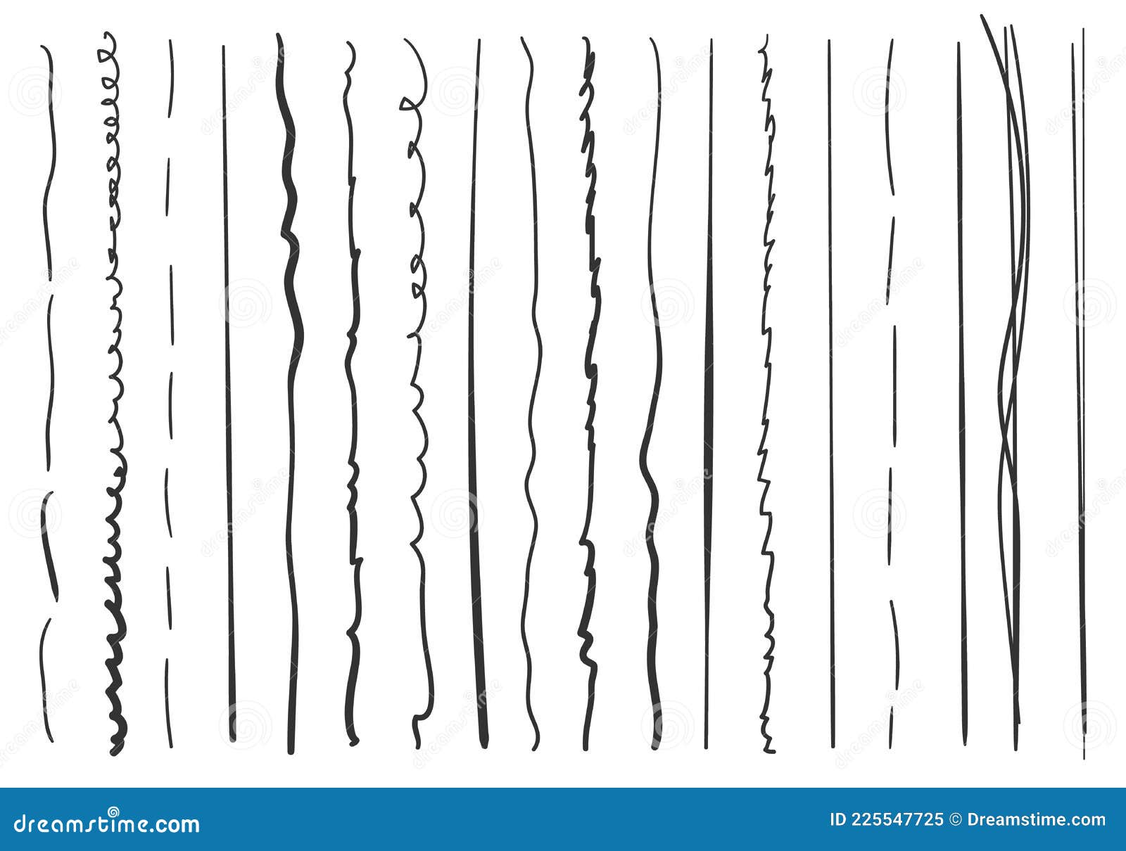 Set of Wavy Hand Drawn Horizontal Lines. Stock Vector - Illustration of ...