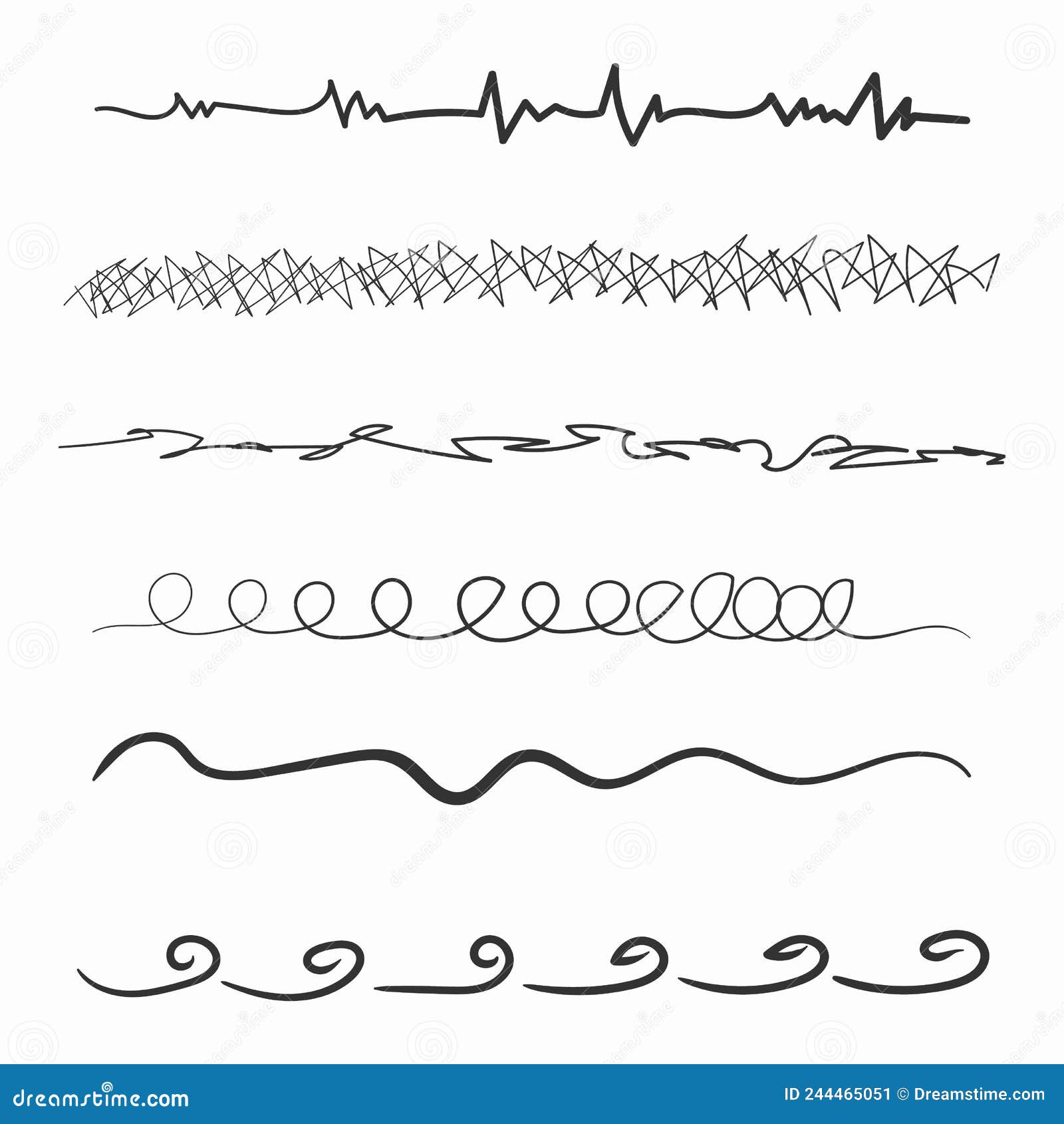 Wavy Line Hand Drawn Doodle, Scribble Pen Brushes Stock Vector ...