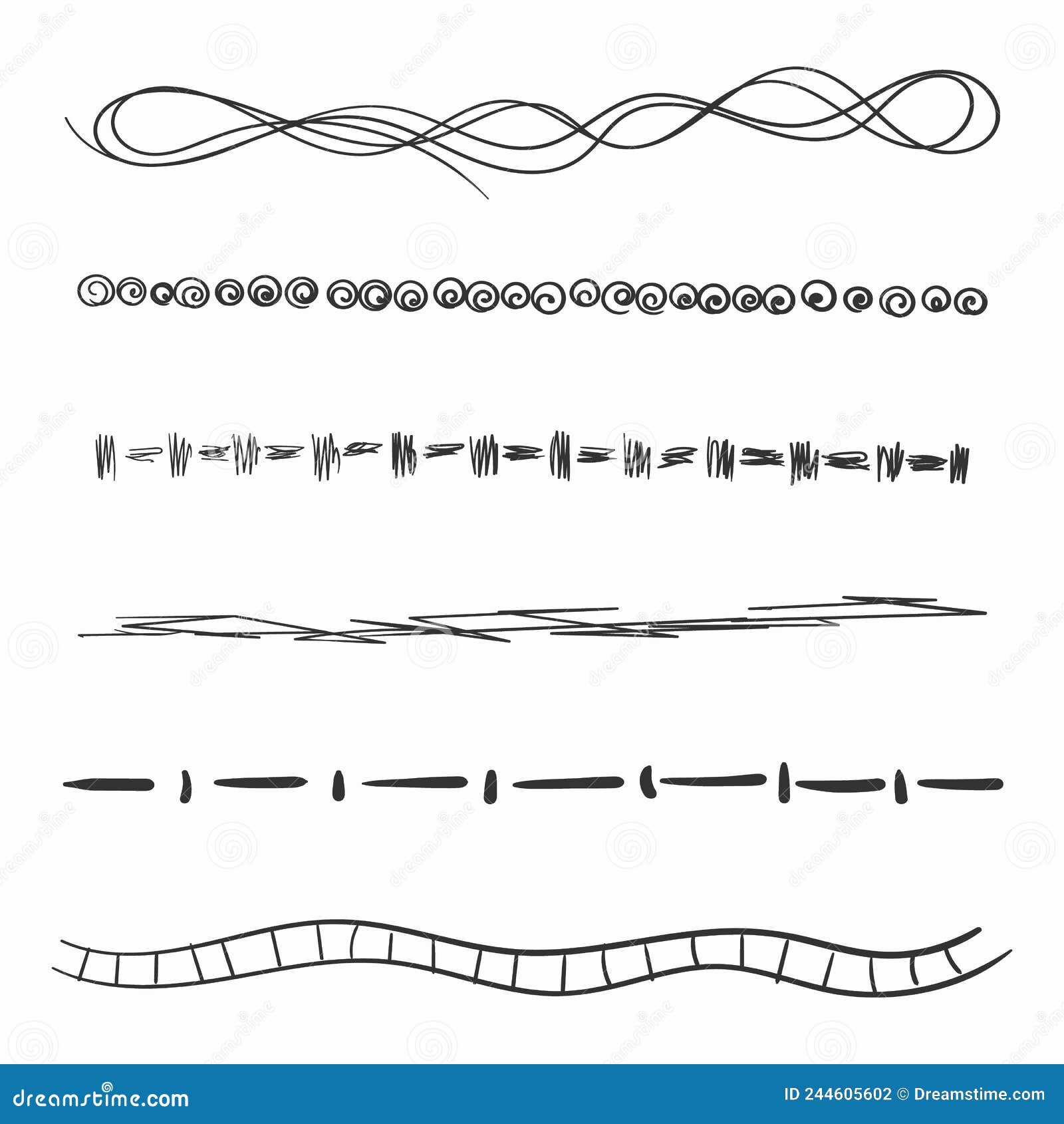 Wavy Line Hand Drawn Doodle, Scribble Pen Brushes Stock Vector ...