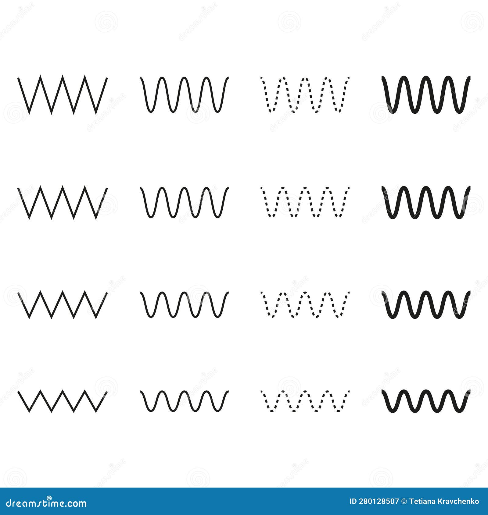 Set of Wavy Horizontal Lines. Vector Illustration. Stock Image Stock ...