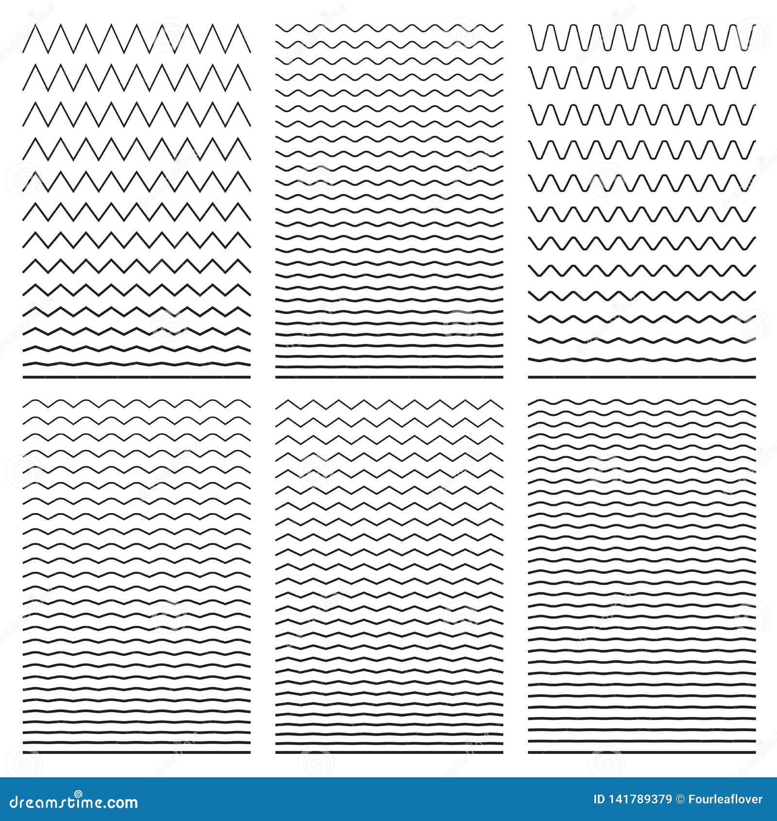 Set Of Wavy Horizontal Lines On A White Background. Vector Illustration ...
