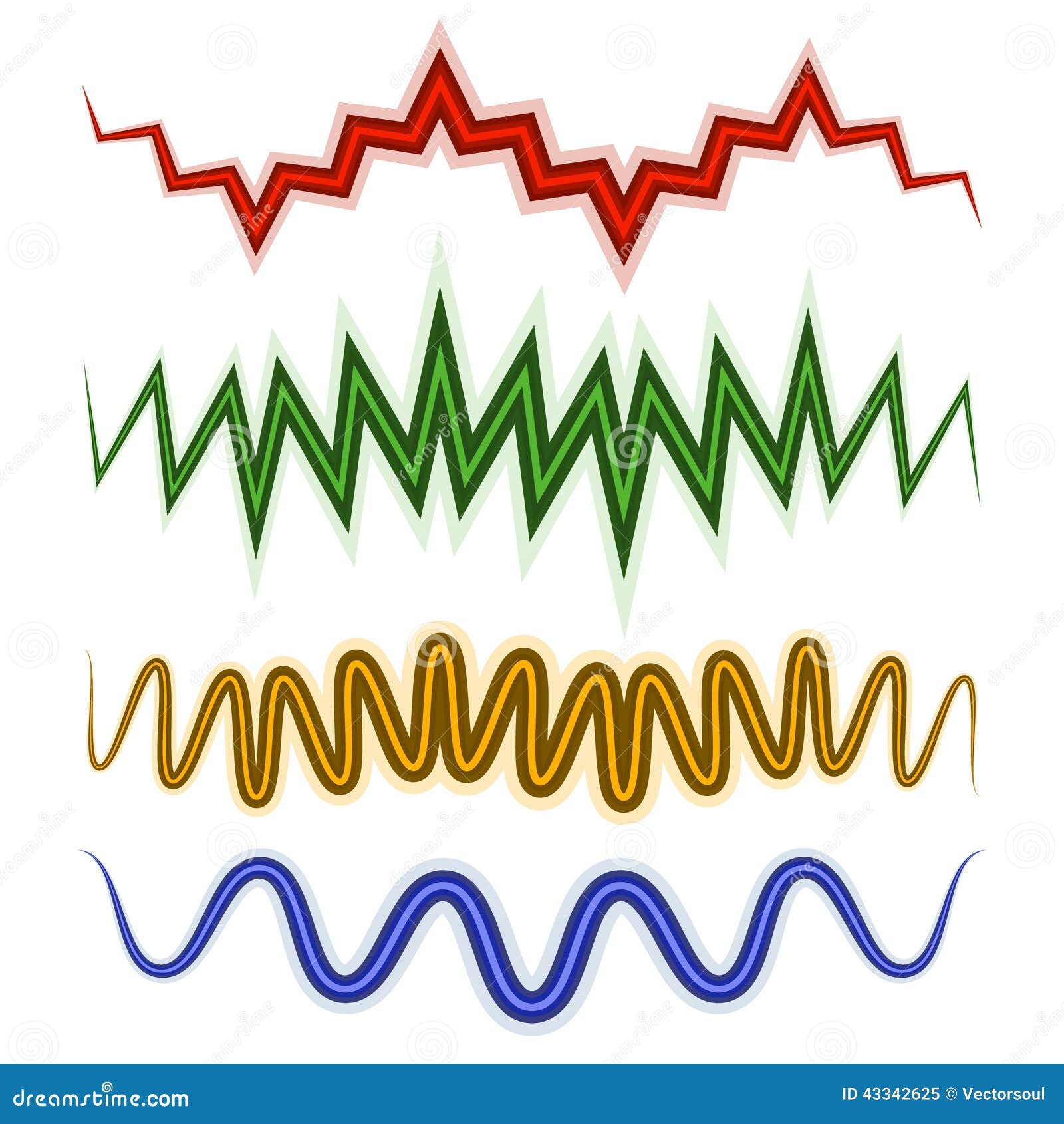 Set of wavy lines stock vector. Illustration of flow - 43342625