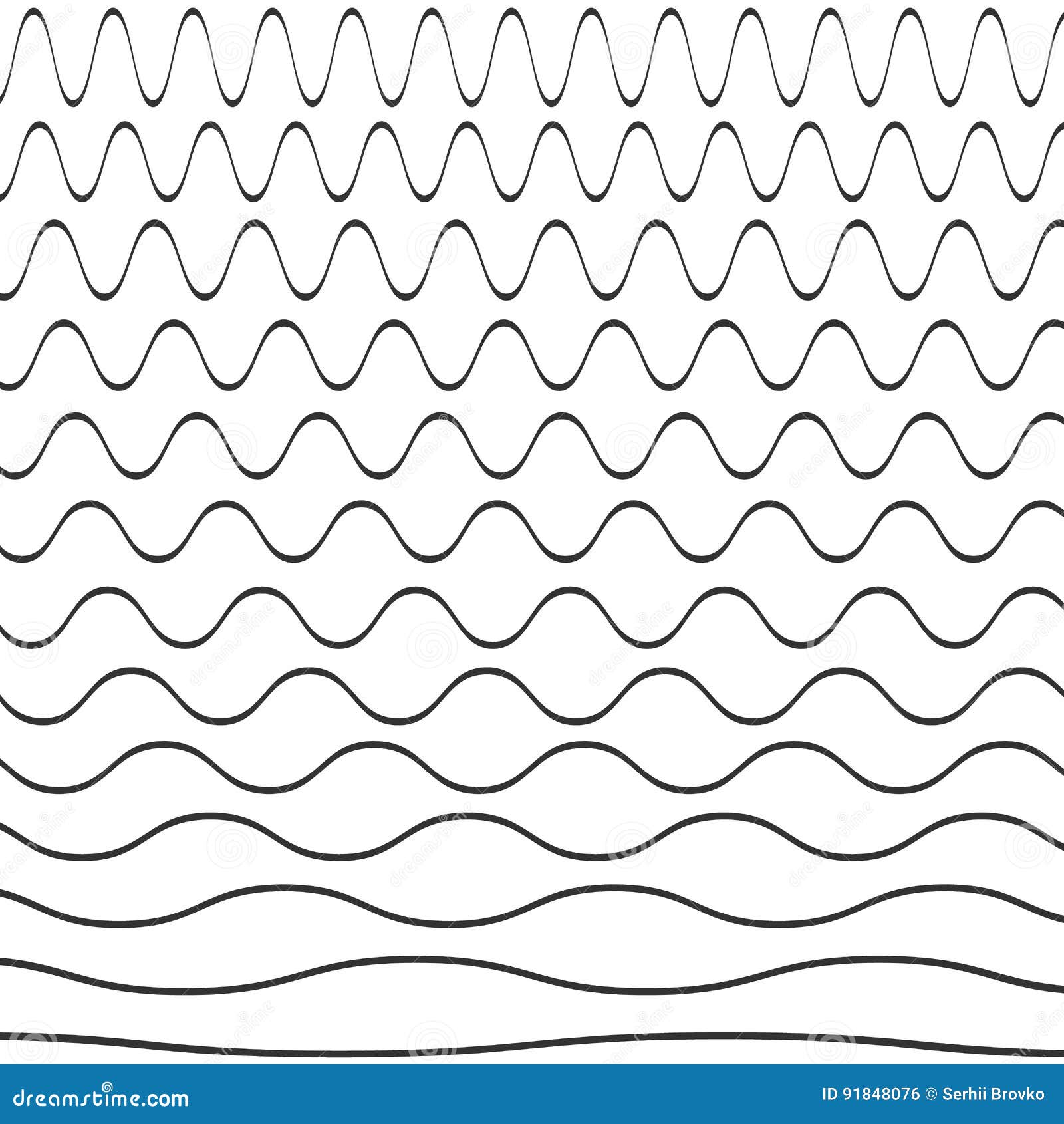 Set of wavy pattern stock vector. Illustration of edgy - 91848076