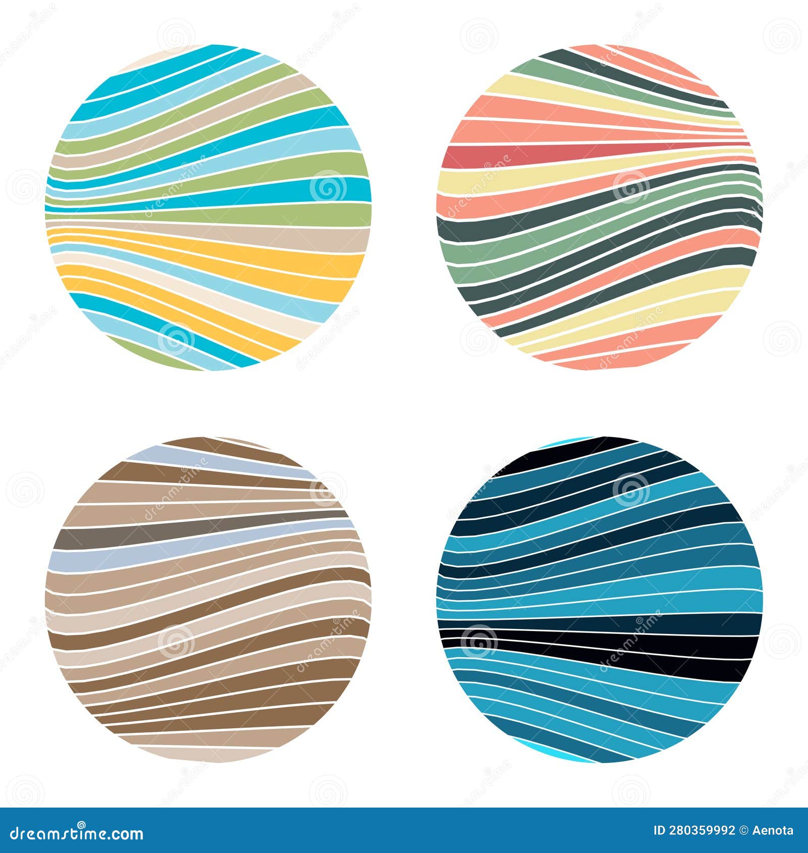 Set of wavy round elements stock vector. Illustration of sign - 280359992