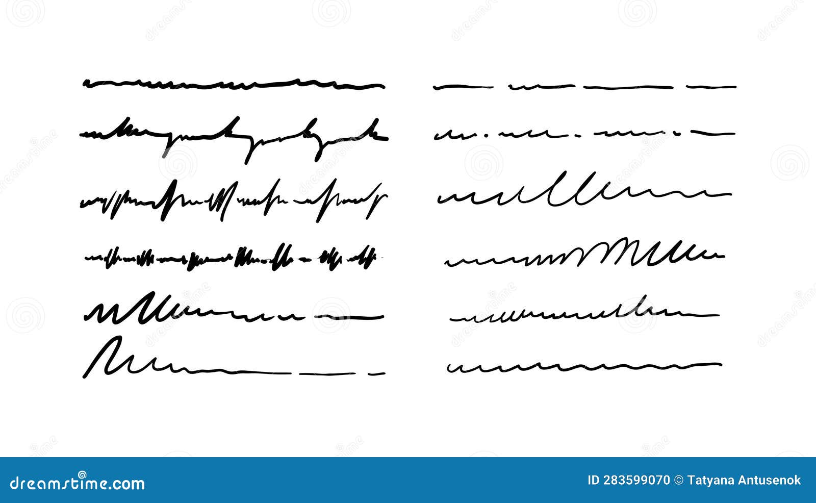 Set of Wavy Scribble Underlines by Pen, Pencil Scribble, Outline Hand ...