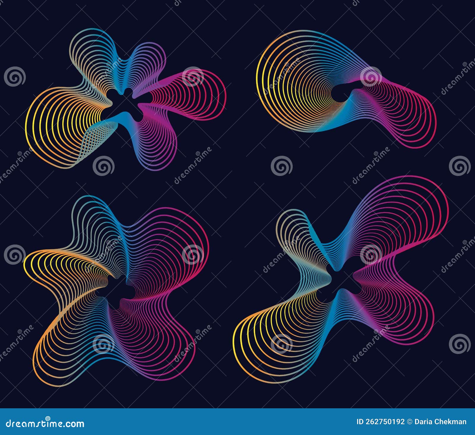 Set of Wavy Transition Lines. Deformed Frames Stock Vector ...