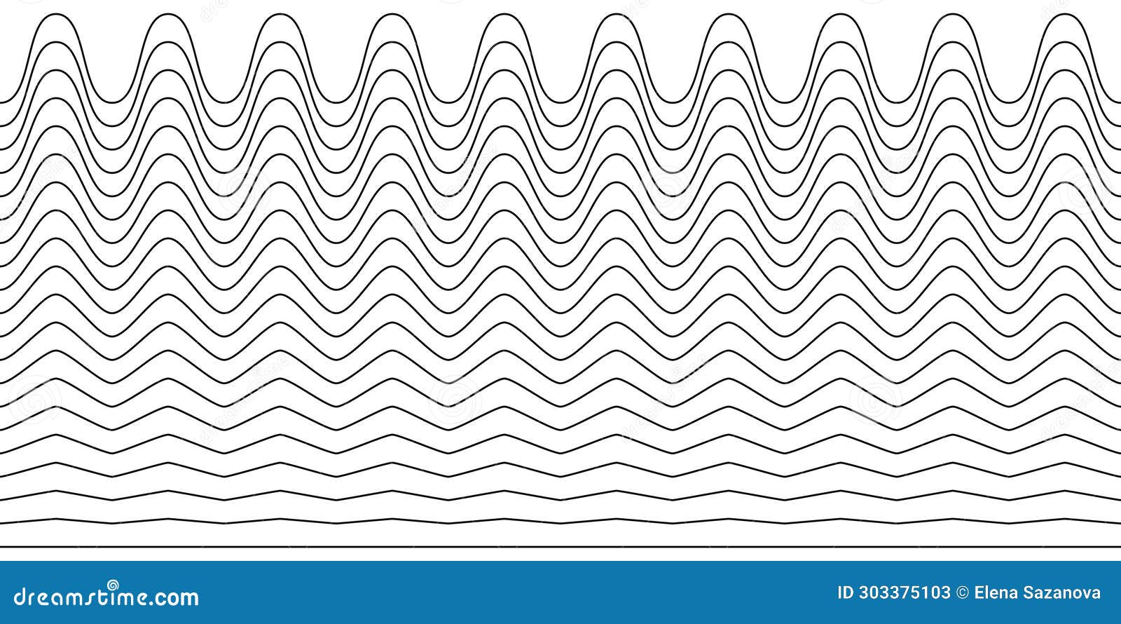 Set Of Wiggly Horizontal Lines. Scalloped Borders. Sine Or Cosine ...